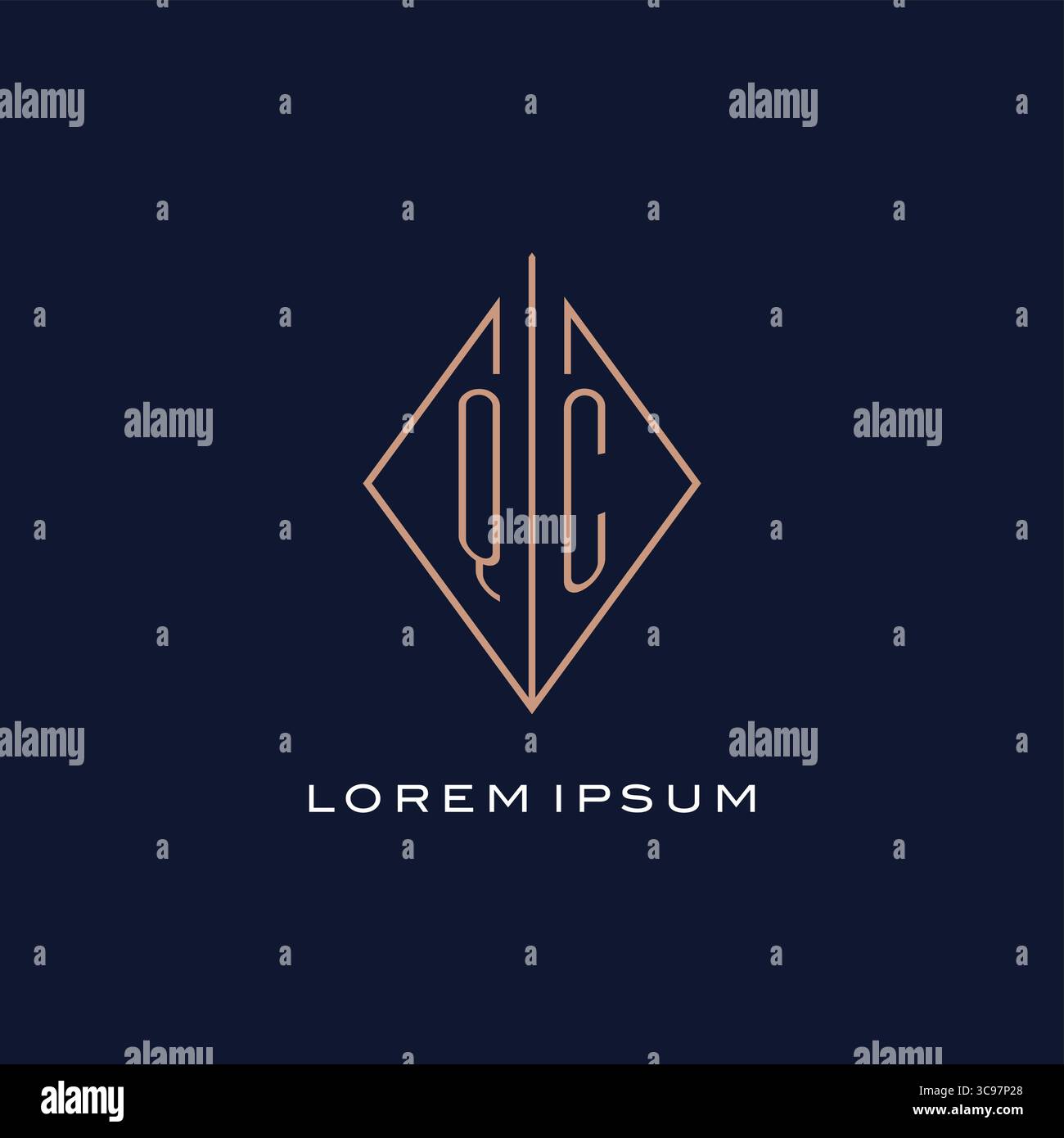 Monogram QC logo with diamond rhombus style luxury modern logo design ...