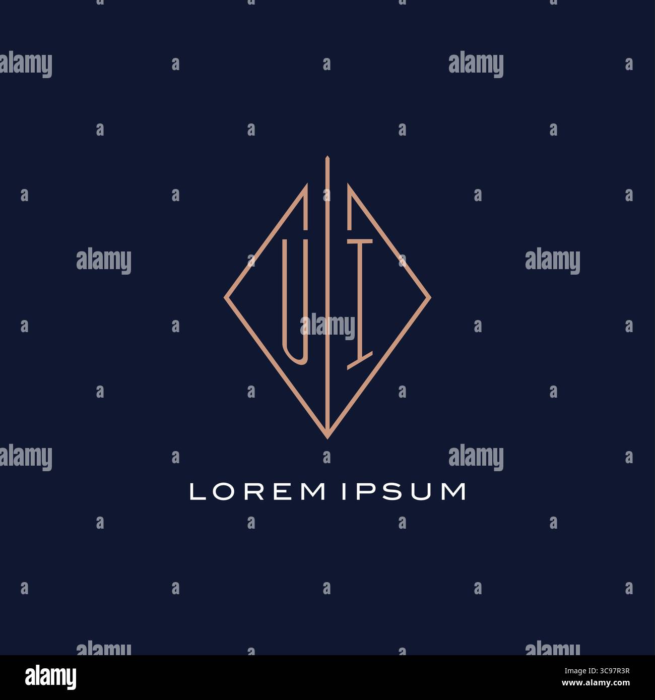 Monogram UI logo with diamond rhombus style luxury modern logo design ...