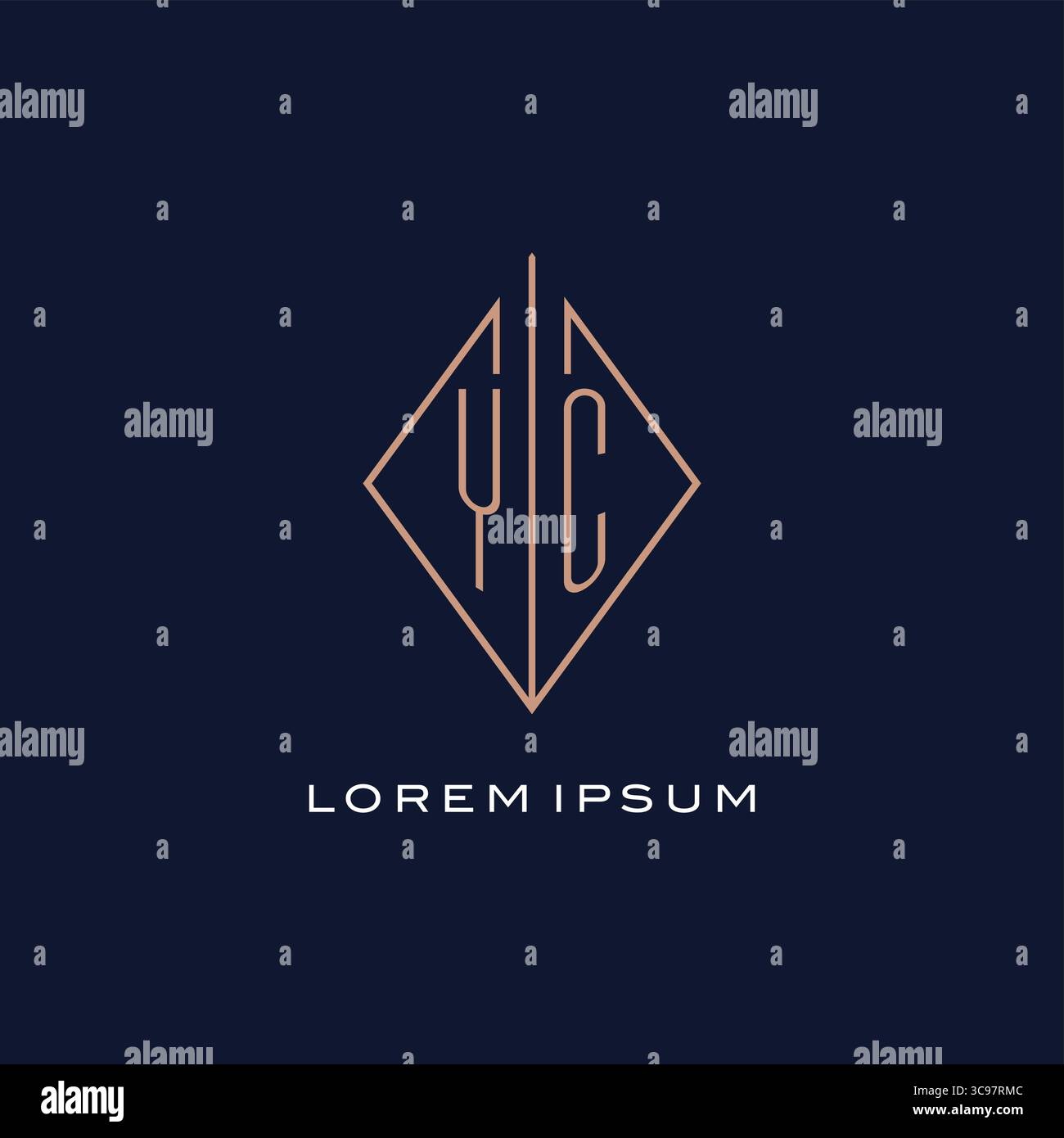 Monogram YC logo with diamond rhombus style luxury modern logo design ...