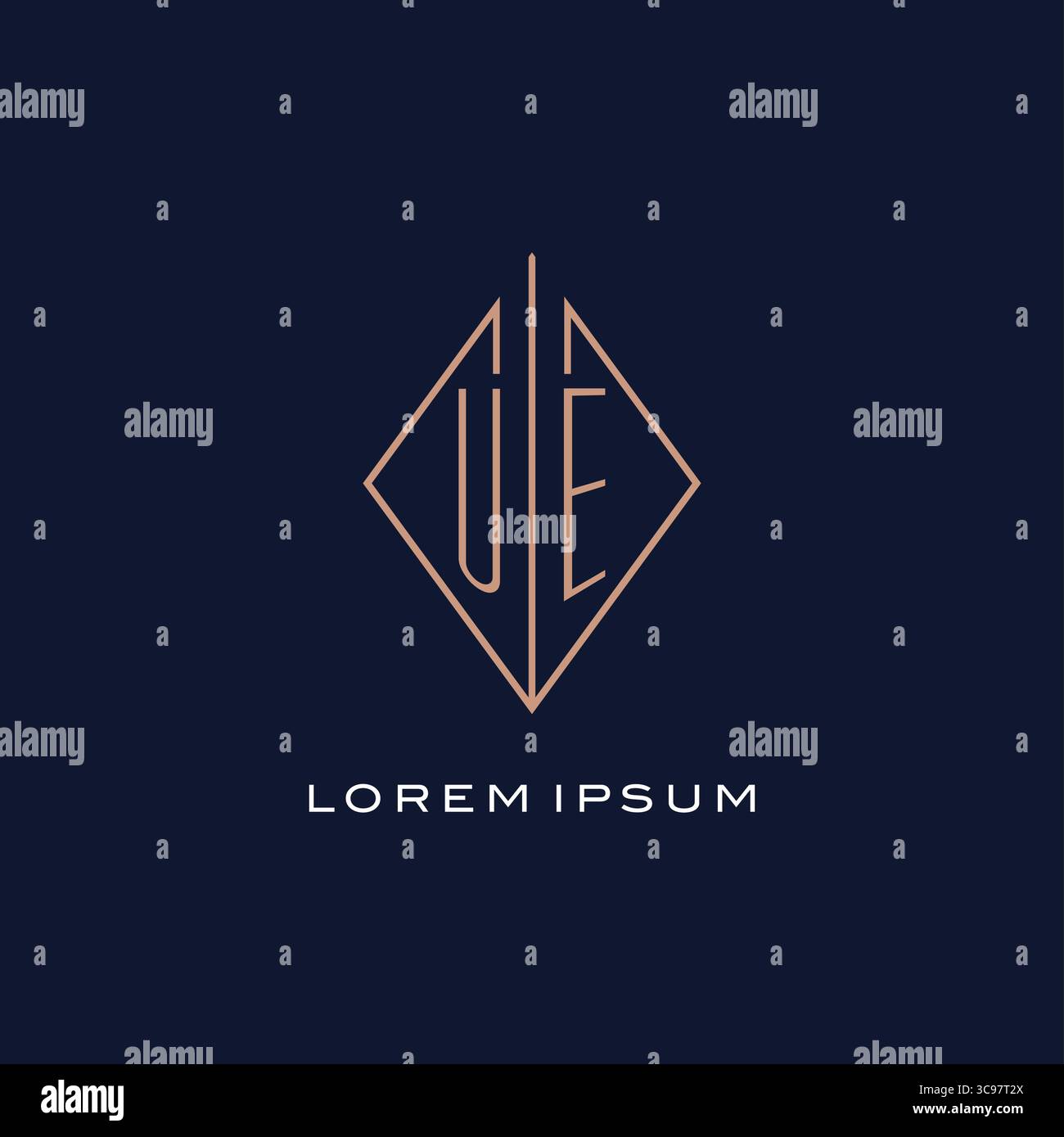 Monogram UE logo with diamond rhombus style luxury modern logo design ...