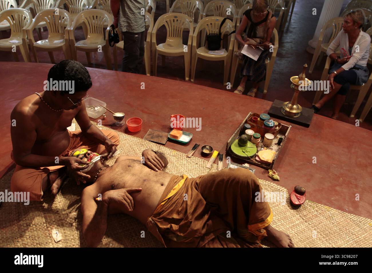 Artists are getting ready for their stage performance in Kochi, Kerala ...