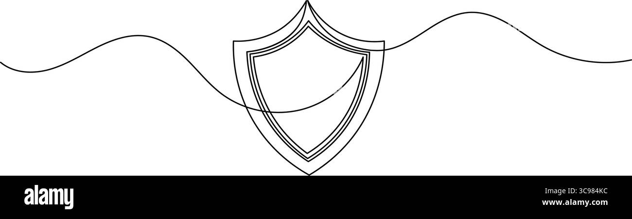 One line drawing shield Black and White Stock Photos & Images - Alamy