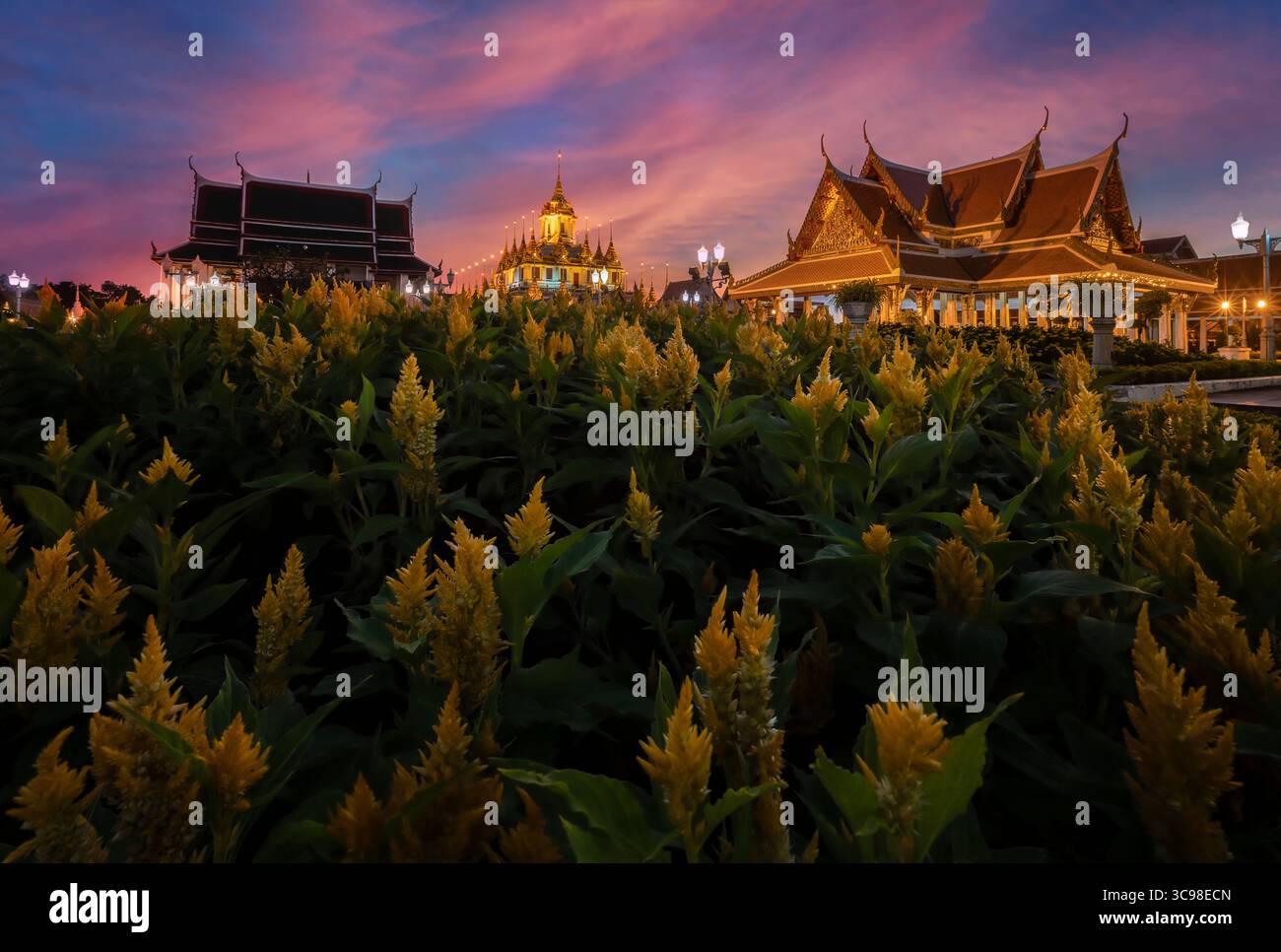 Beautiful sky and Wat Ratchanatdaram Temple in Bangkok, Thailand. Thai ...