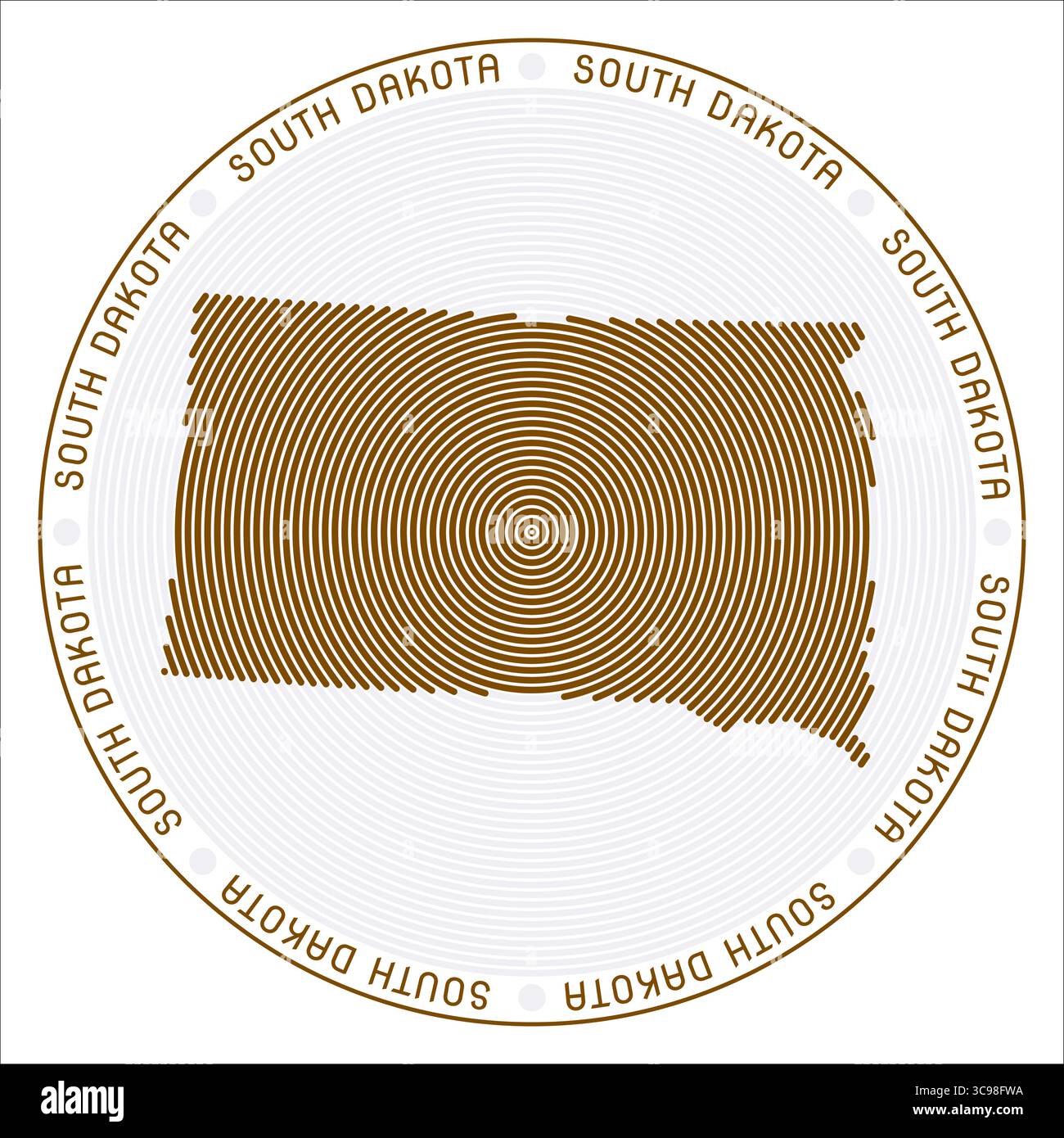 South Dakota round logo design. State shape built of rings. South ...