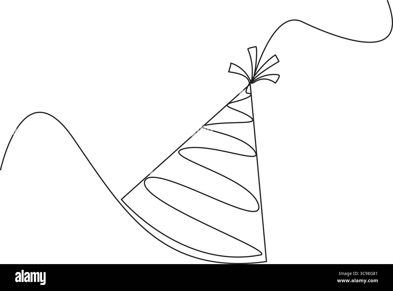 Continuous one line paper cone cap, party hat festive paraphernalia for ...