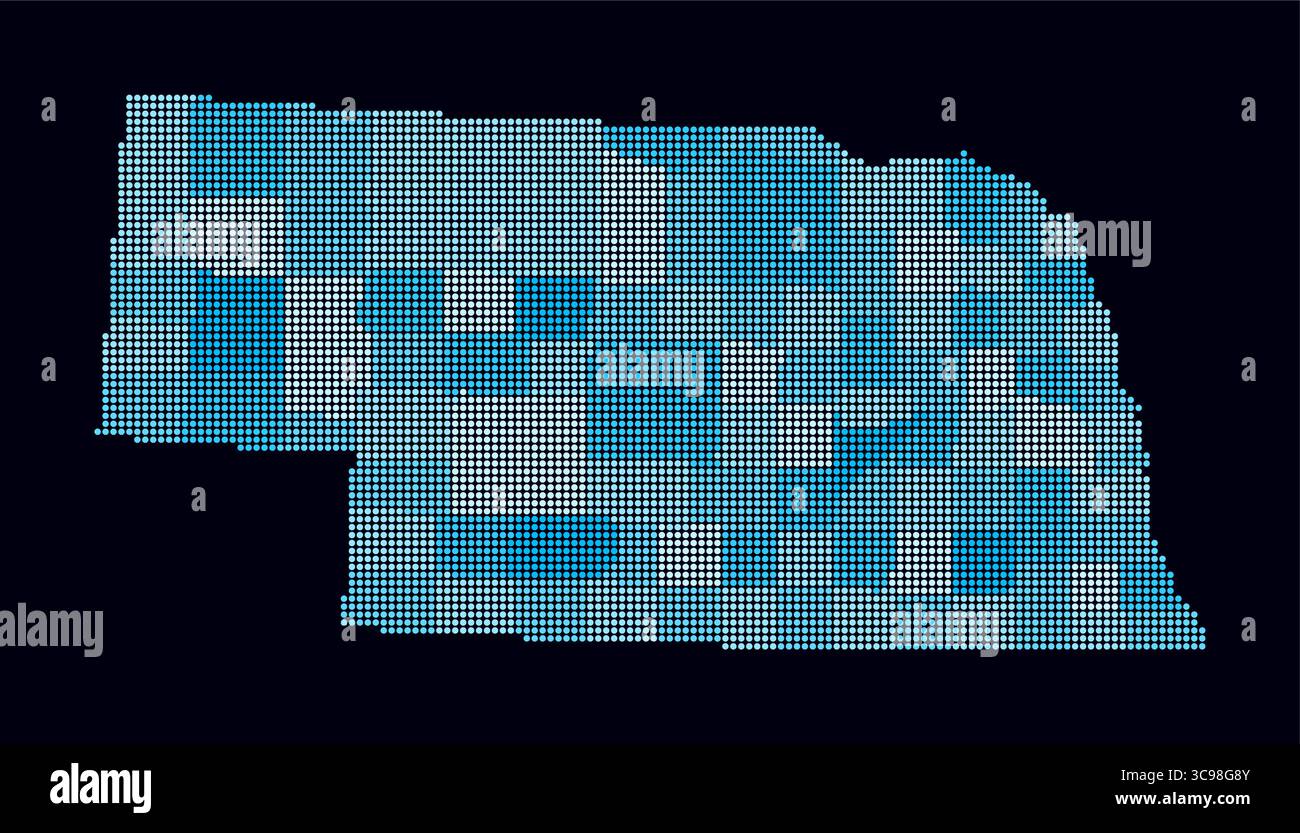 Nebraska dotted map. Digital style map of the state on dark background ...