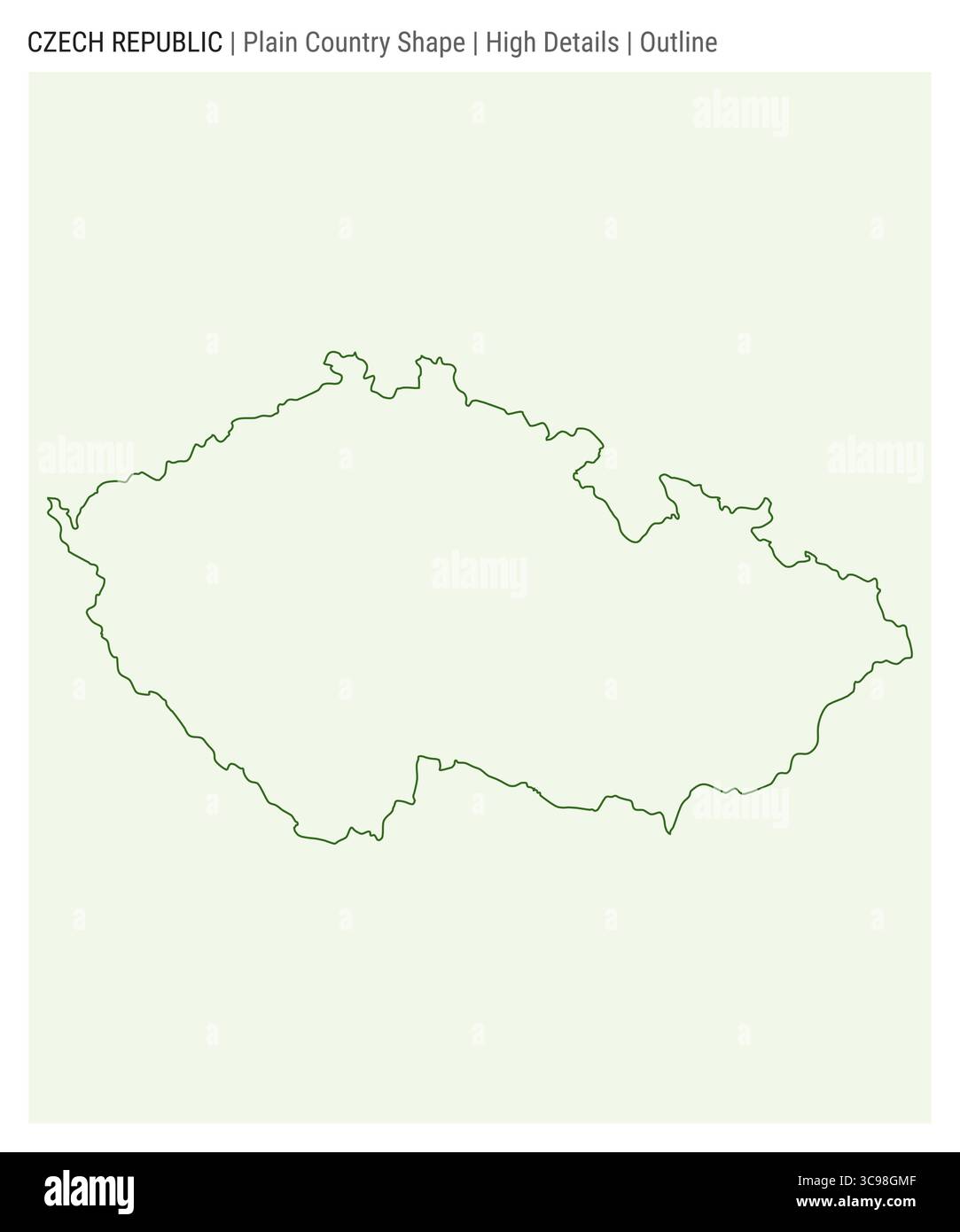 Czech Republic plain country map. High details. Outline style. Shape of ...