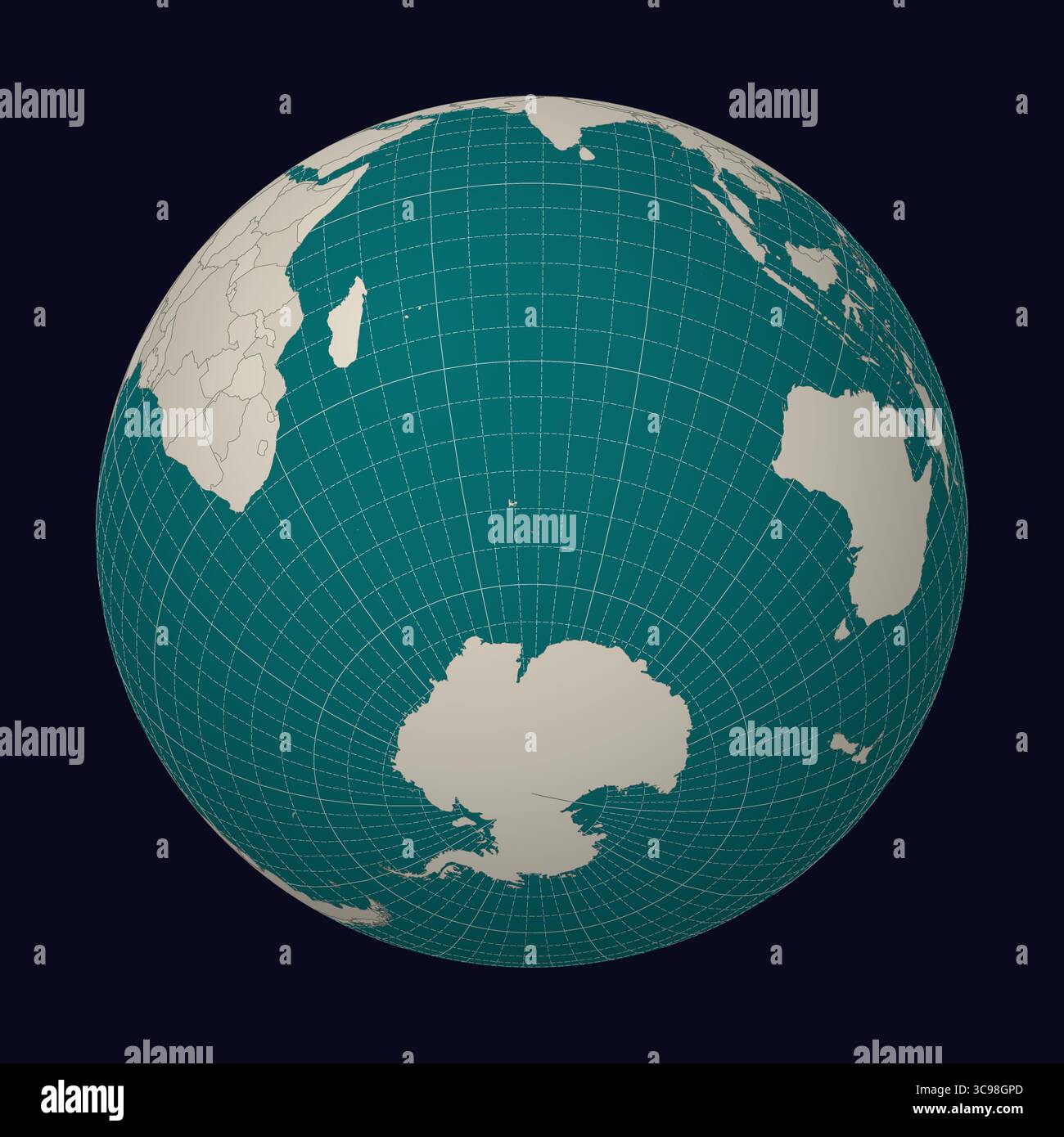 Heard Island and McDonald Islands on the map. Globe centered to Heard ...