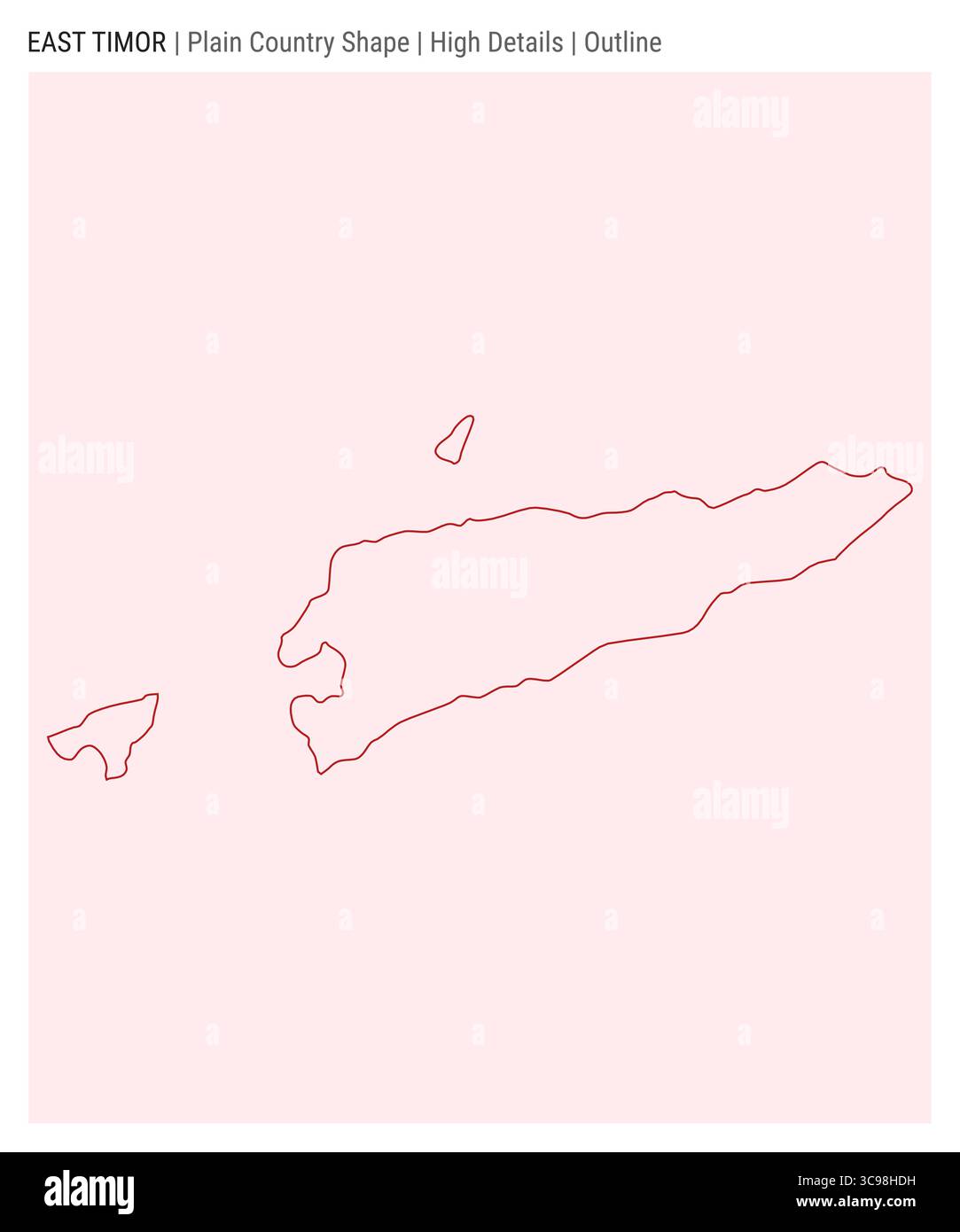 Timor-Leste plain country map. High details. Outline style. Shape of ...