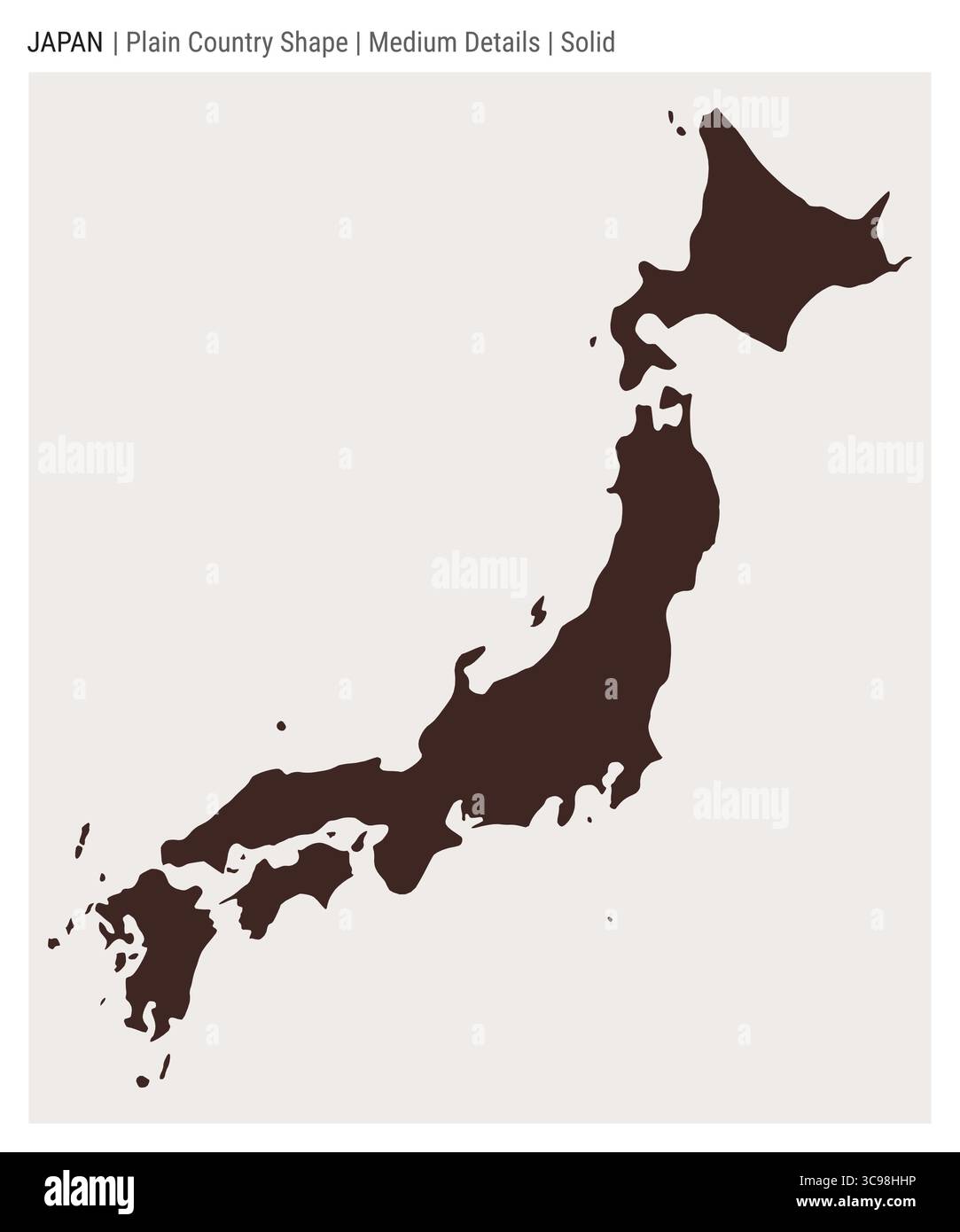 Japan plain country map. Medium Details. Solid style. Shape of Japan ...