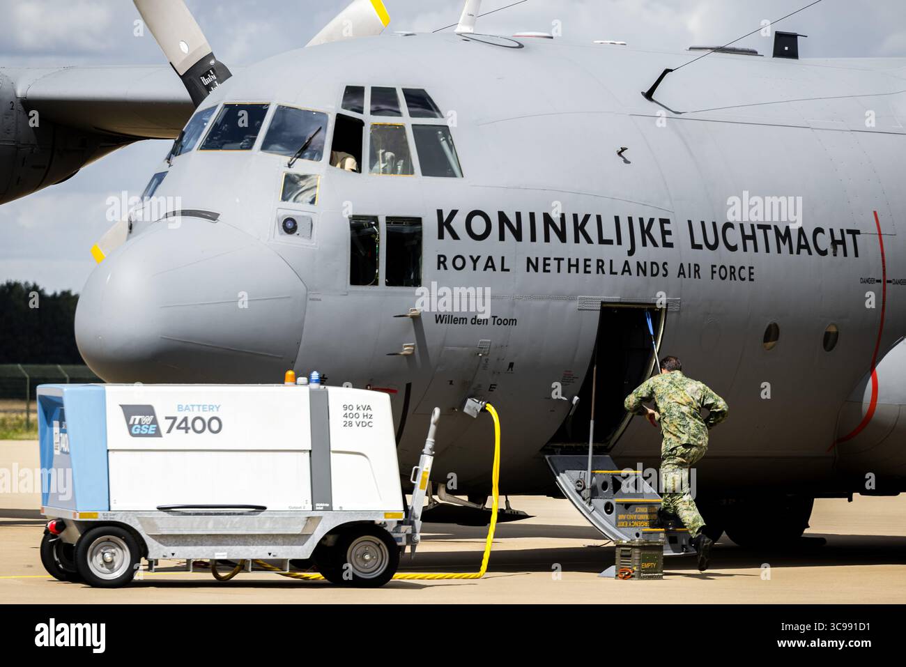 EINDHOVEN - A Dutch military transport aircraft at Eindhoven Air Base ...