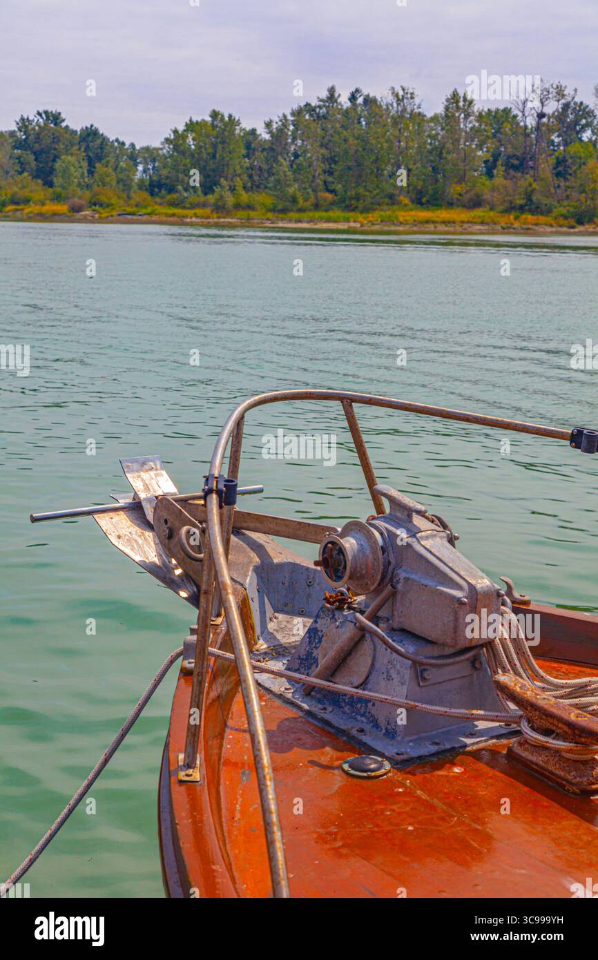 View over the bow of MV Oak II, a former Forest Service vessel in ...
