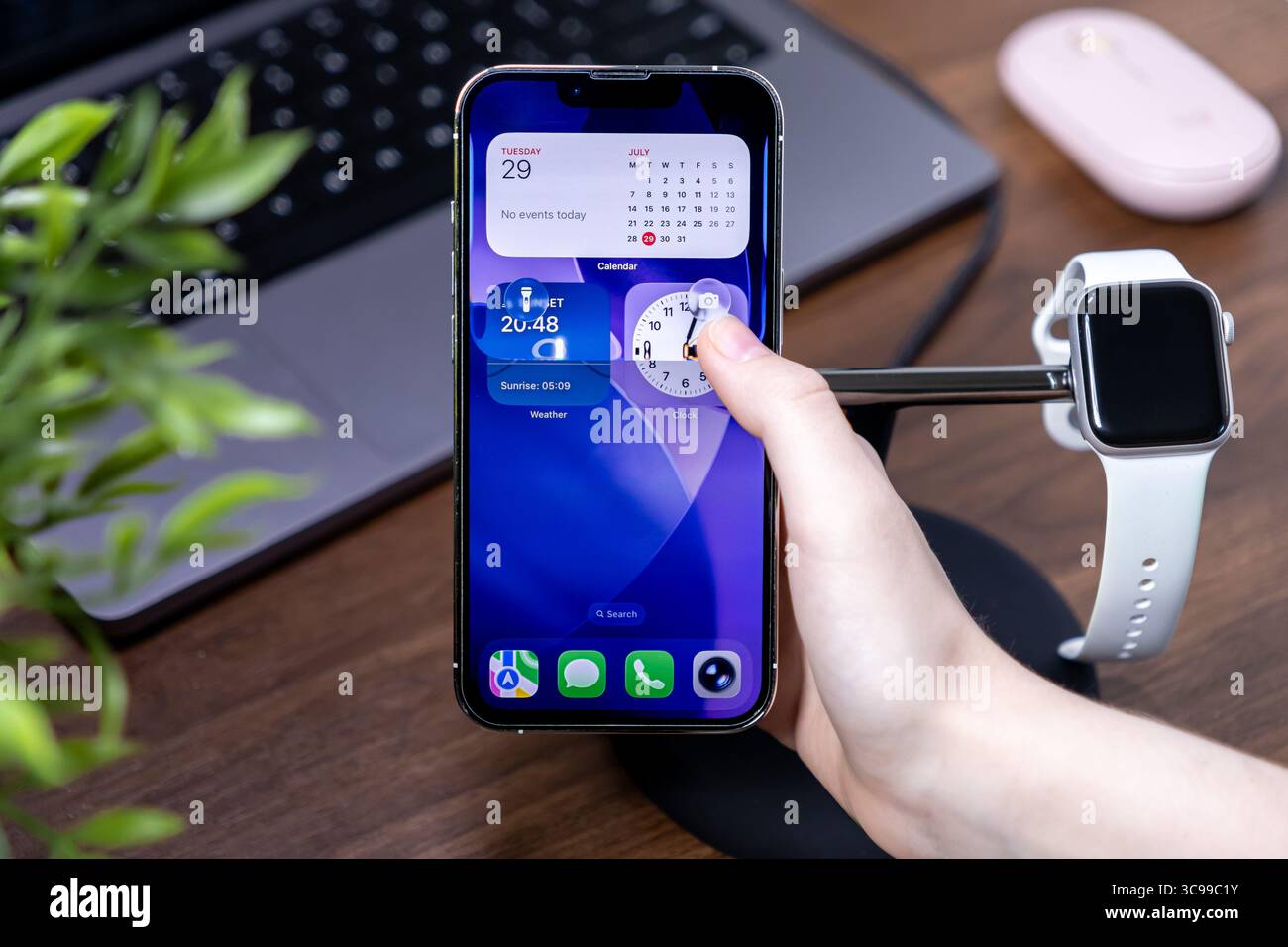 Poznan, Poland - July 29, 2025: Clock application displayed on Apple ...