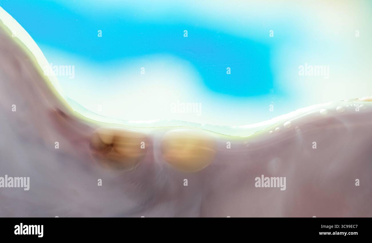 Abstract liquid edge with soft blue gradient background. Organic fluid ...