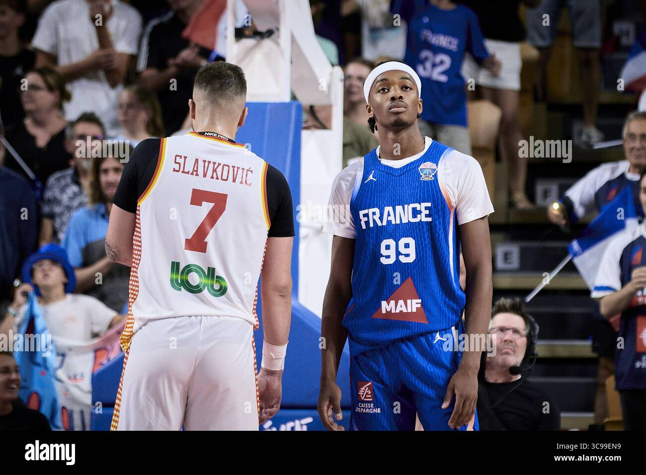 Andrija SLAVKOVIC (7) of Montenegro, Bihal COULIBALY (99) of France ...