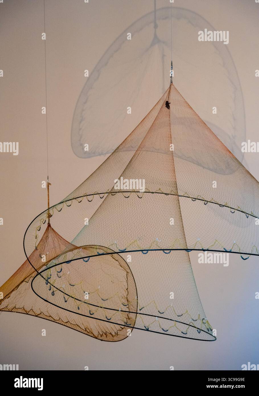 hanging sculpter of fishing nets at the MOMA art museum in New York ...
