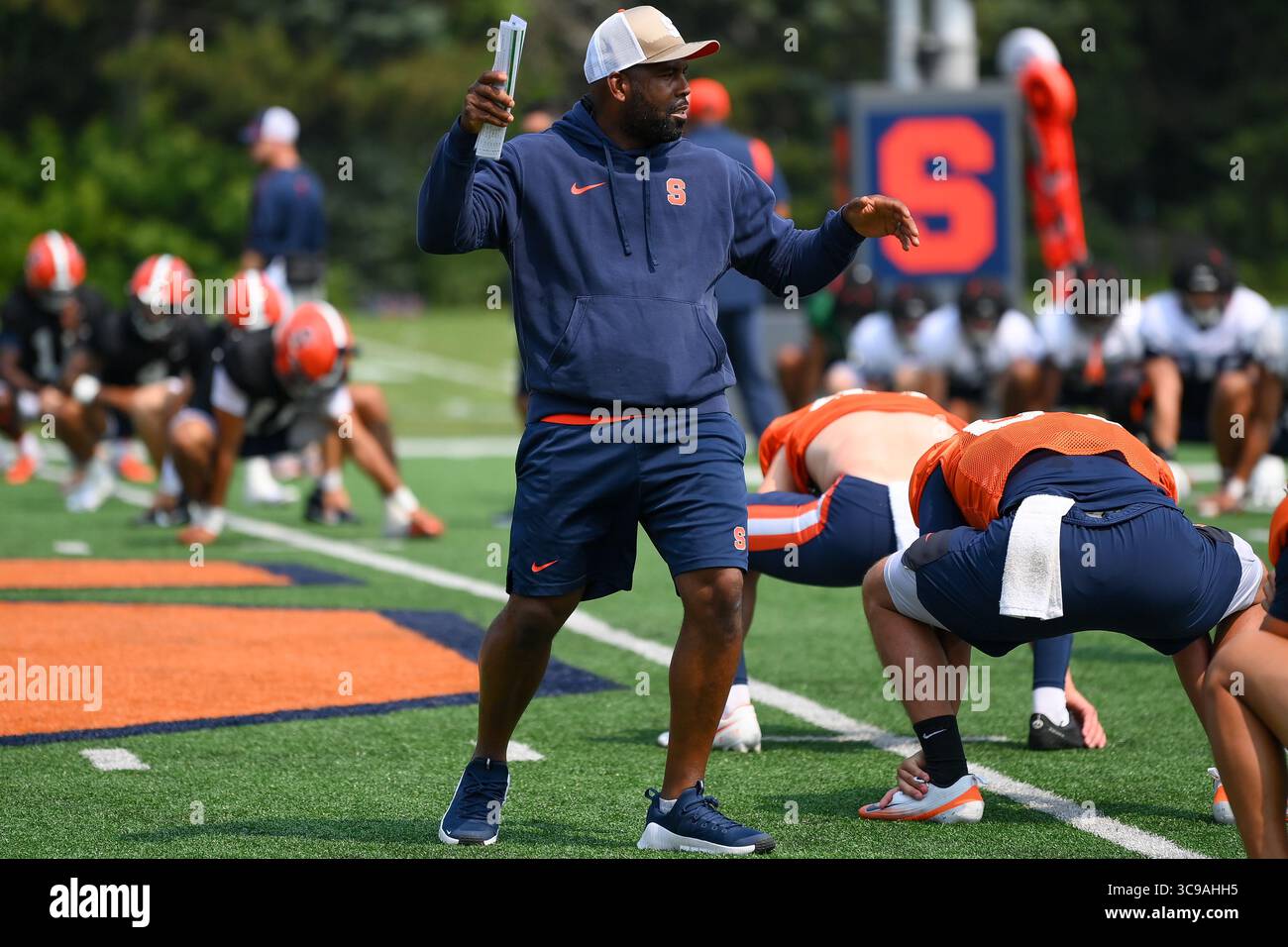 August 04, 2025: Syracuse Orange Head Coach Fran Brown dances at ...