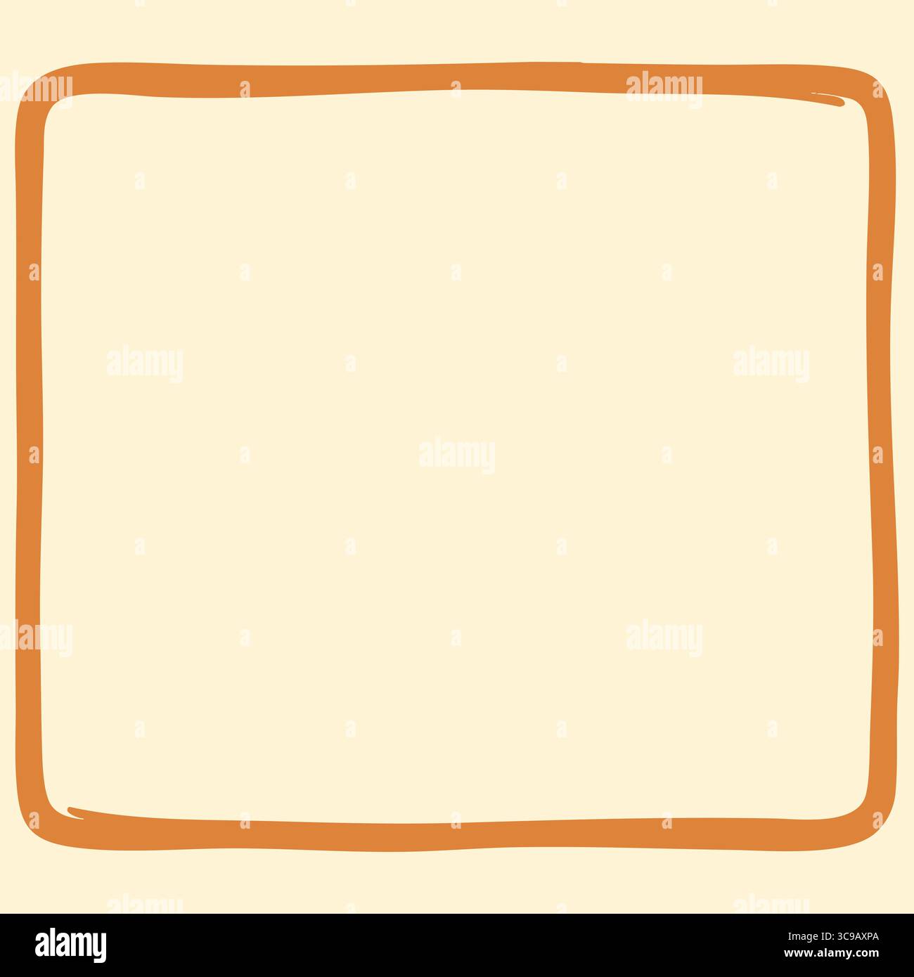 Hand-drawn rectangular frame with rounded corners and uneven brush ...