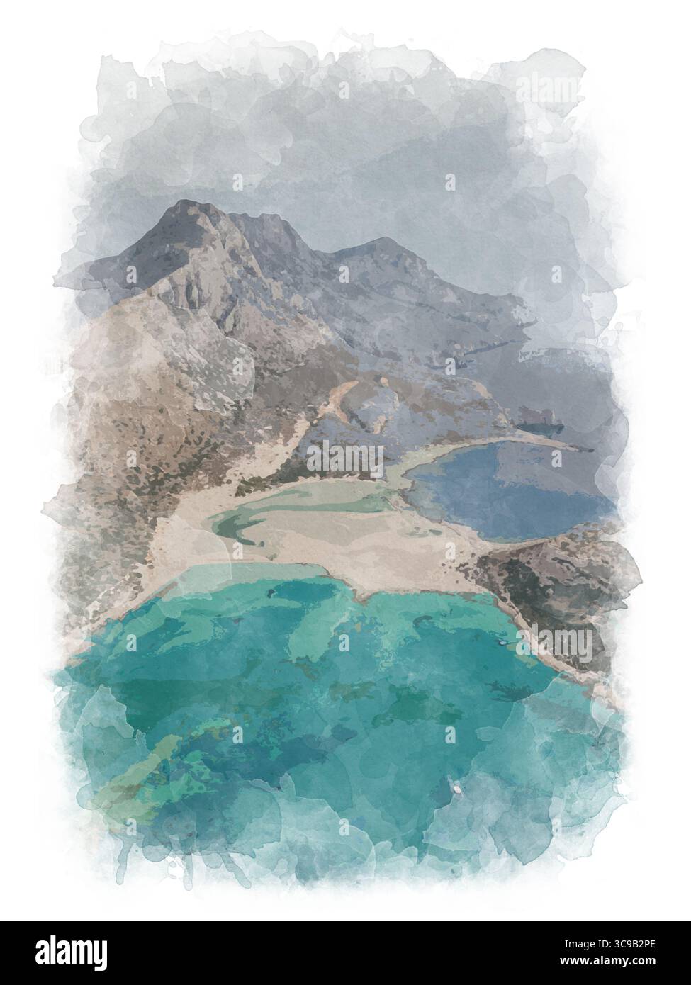 Balos lagoon watercolor hi-res stock photography and images - Alamy