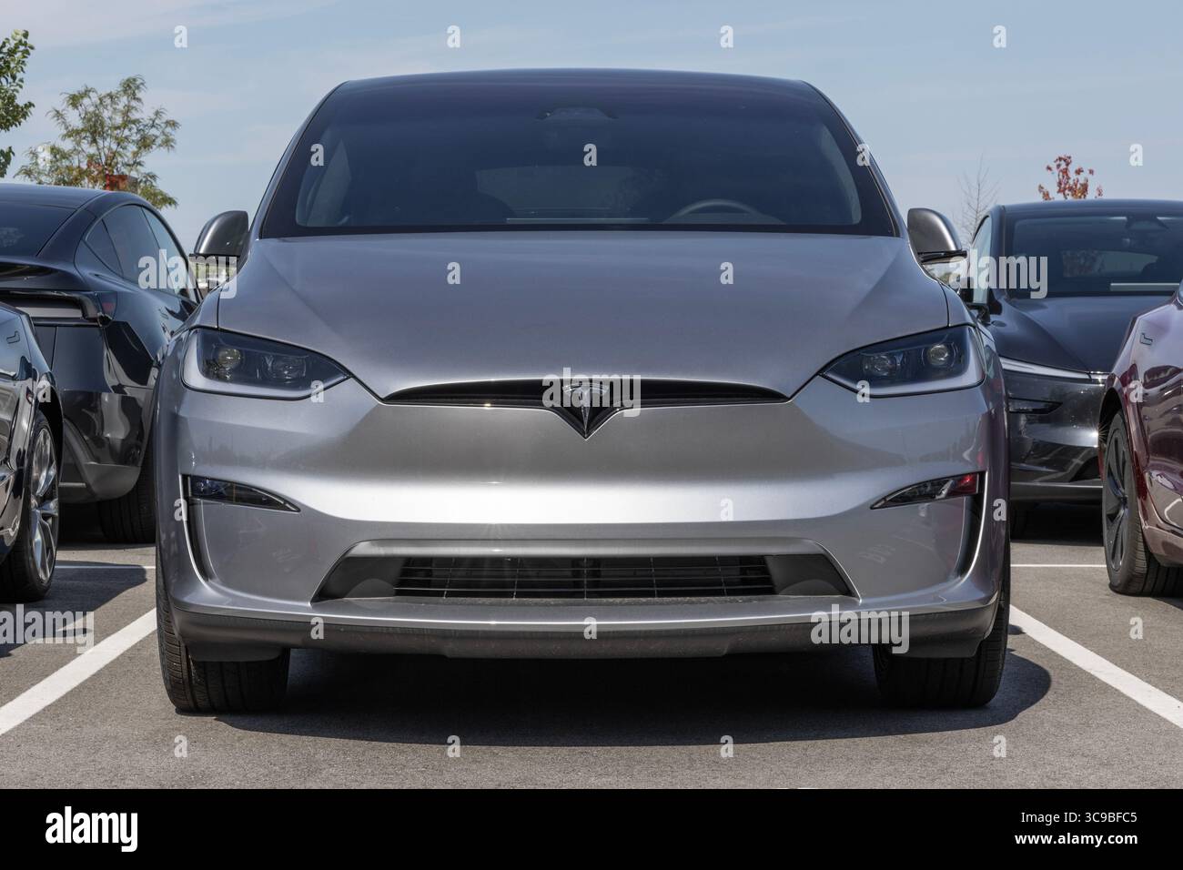 Indianapolis - August 3, 2025: Tesla Model X display at a dealership ...