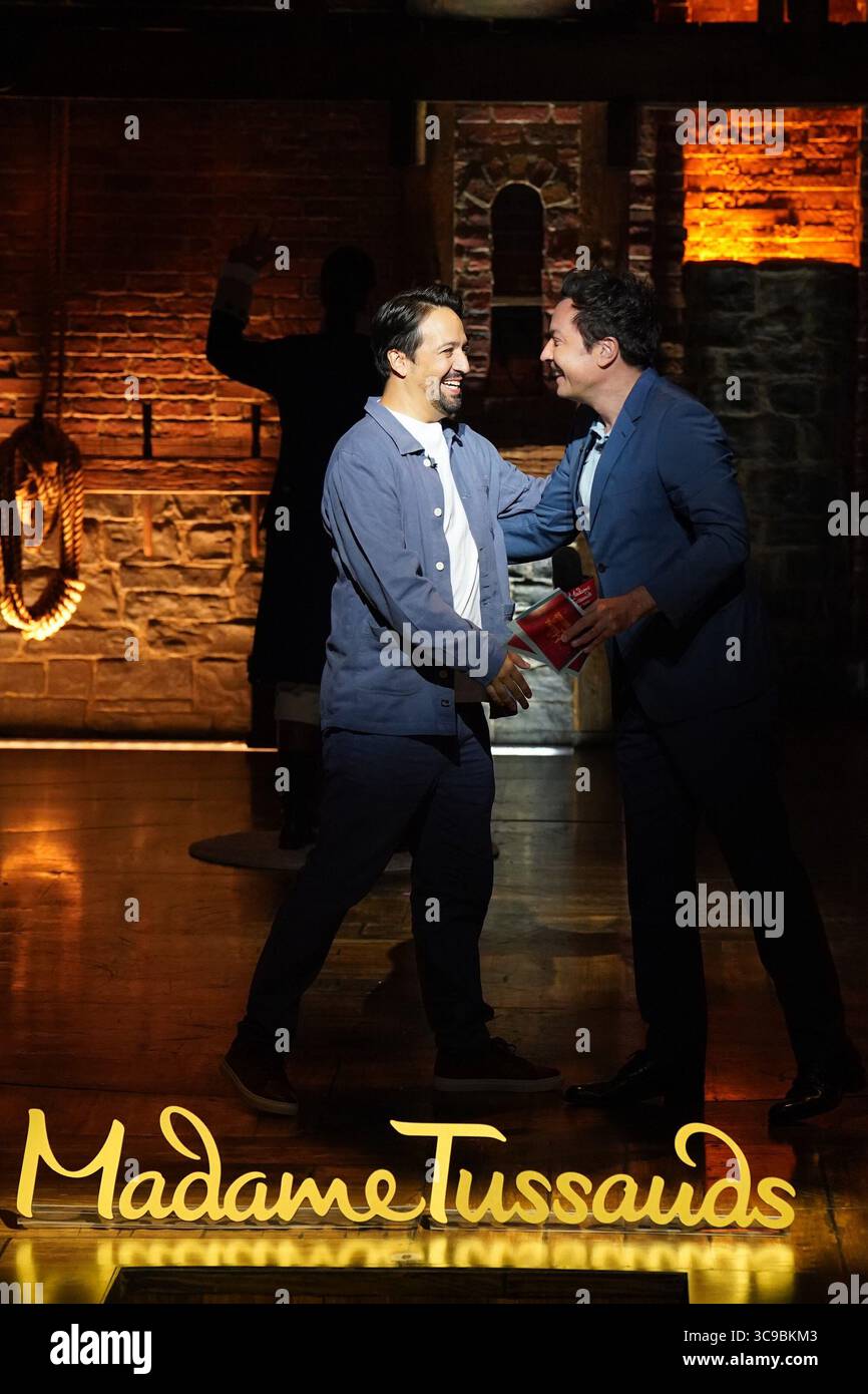 Lin-Manuel Miranda Wax Figure at the press conference for Lin-Manuel ...
