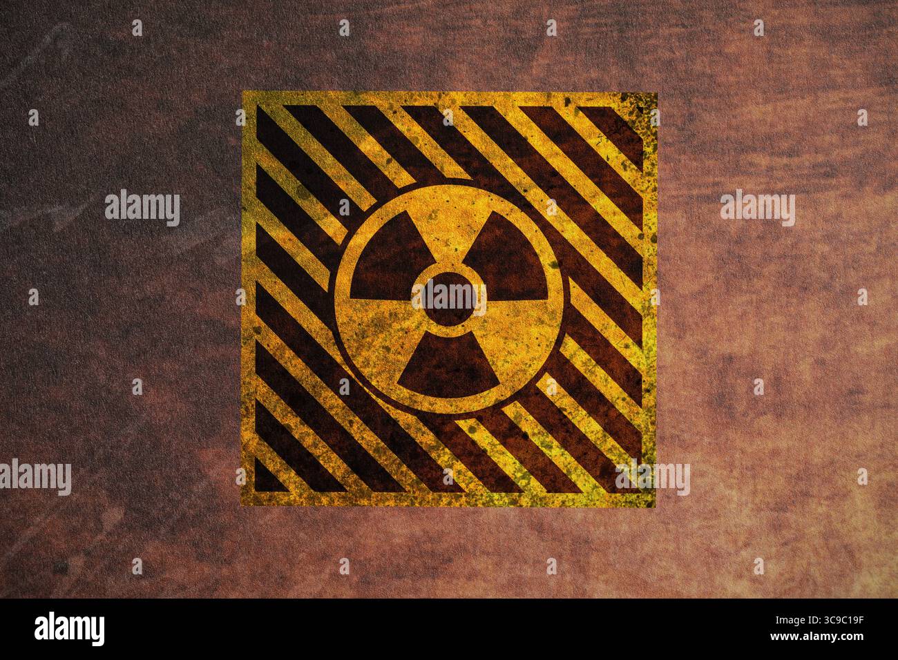 Radioactive sign on brown textured background, banner design ...