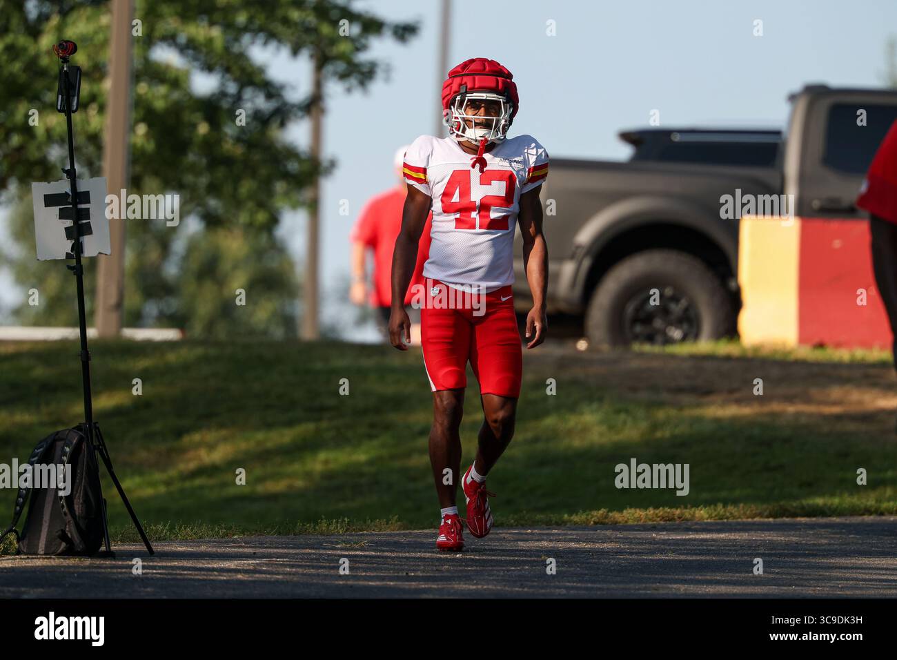 August 5, 2025: Kansas City Chiefs safety Major Williams (42) walks ...