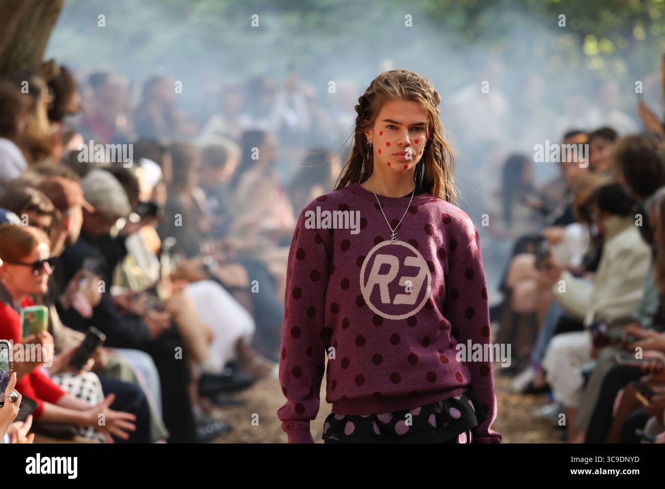 Copenhagen, Denmark. August 5, 2025. A model on the outdoor catwalk at ...
