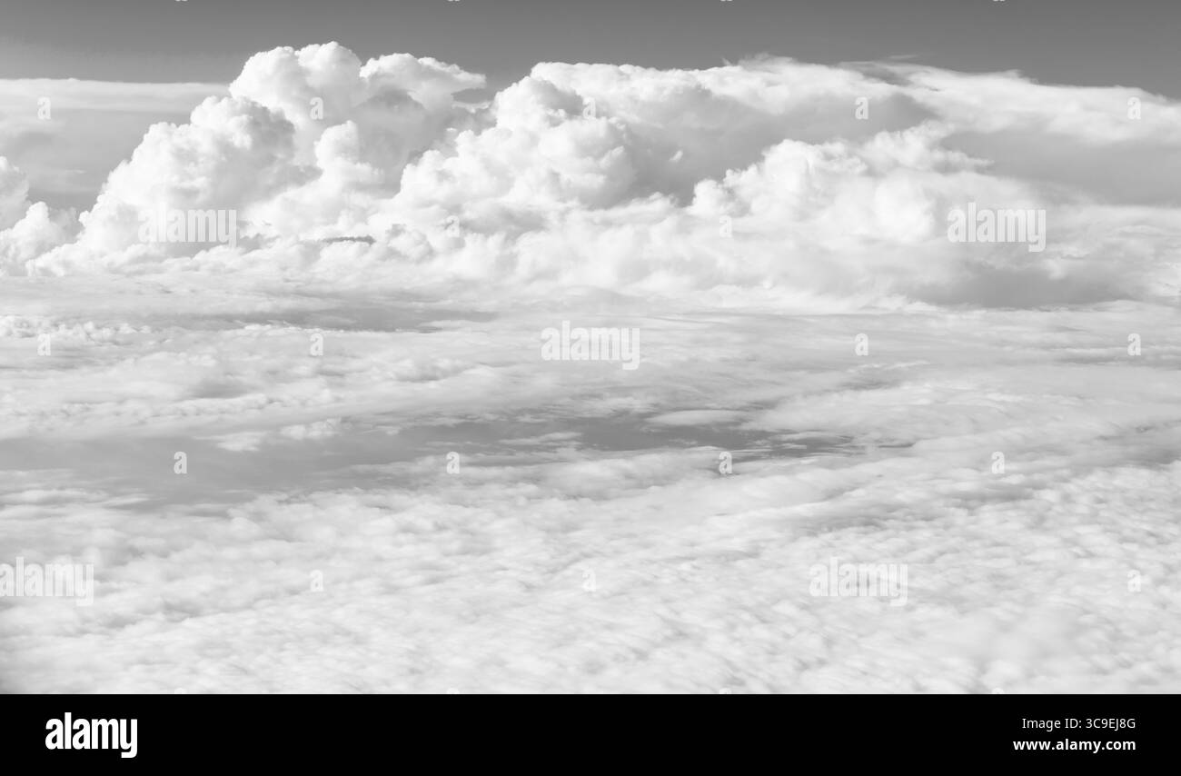 Panoramic sky puffy clouds Black and White Stock Photos & Images - Alamy