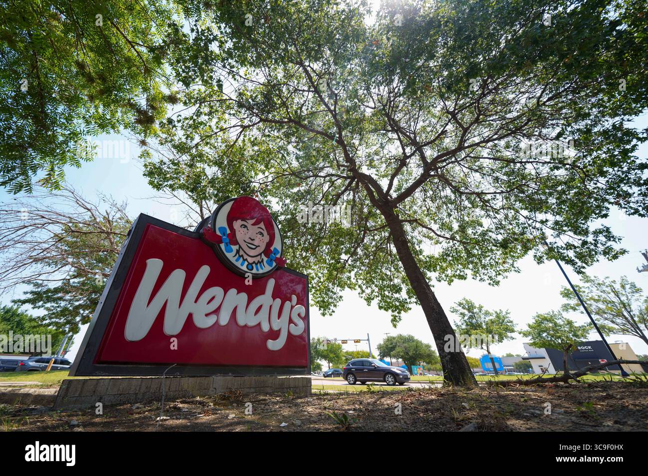 A sign is seen at a Wendy's restaurant Tuesday, Aug. 5, 2025, in ...