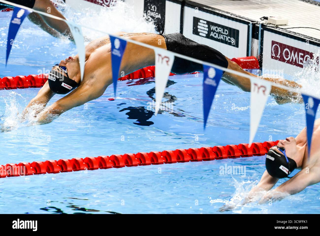 Thomas Ceccon of Italy competes in the Men's 4x100m Medley Relay during ...