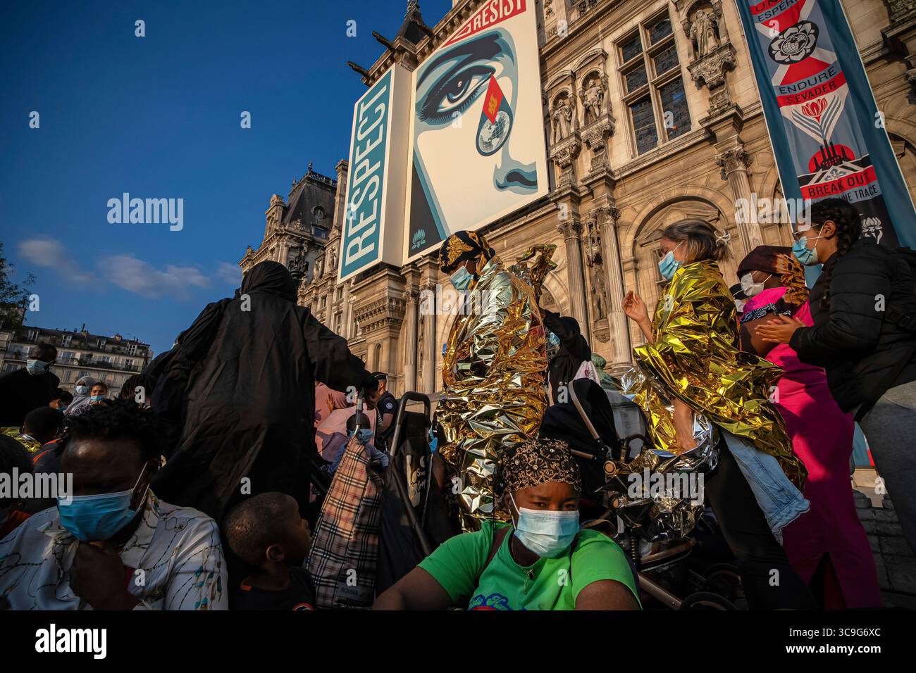 People take part in a rally called by the association Utopia 56 in ...
