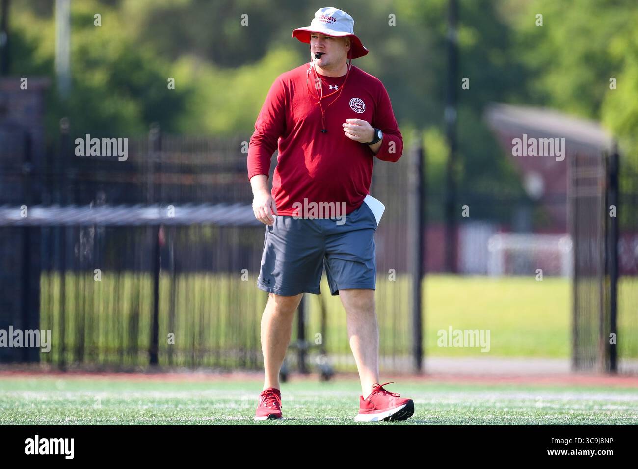 August 02, 2025: Colgate Raiders head coach Curt Fitzpatrick looks on ...