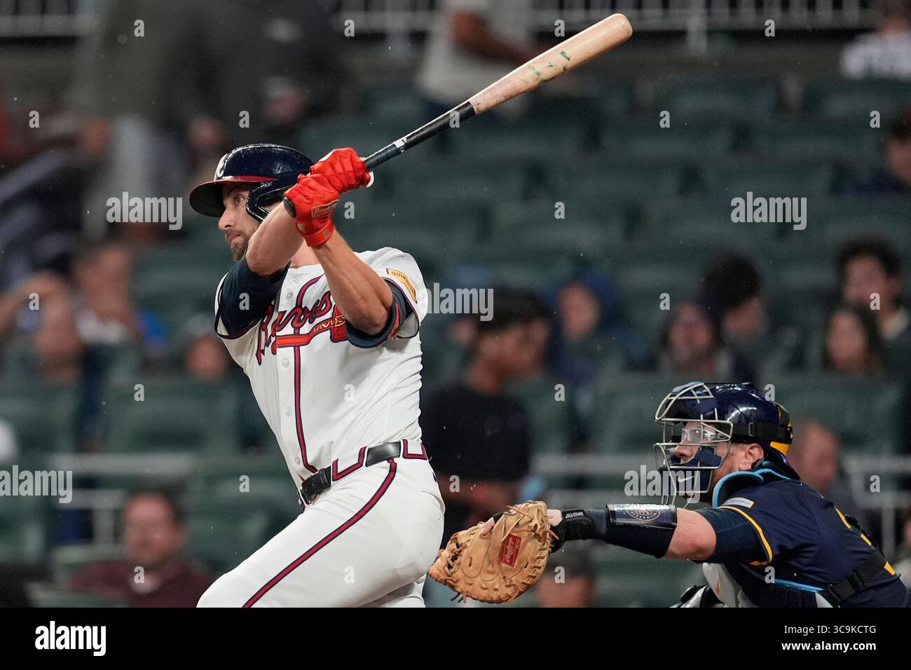 Atlanta Braves' Eli White (36) hits a solo homer against the Milwaukee ...