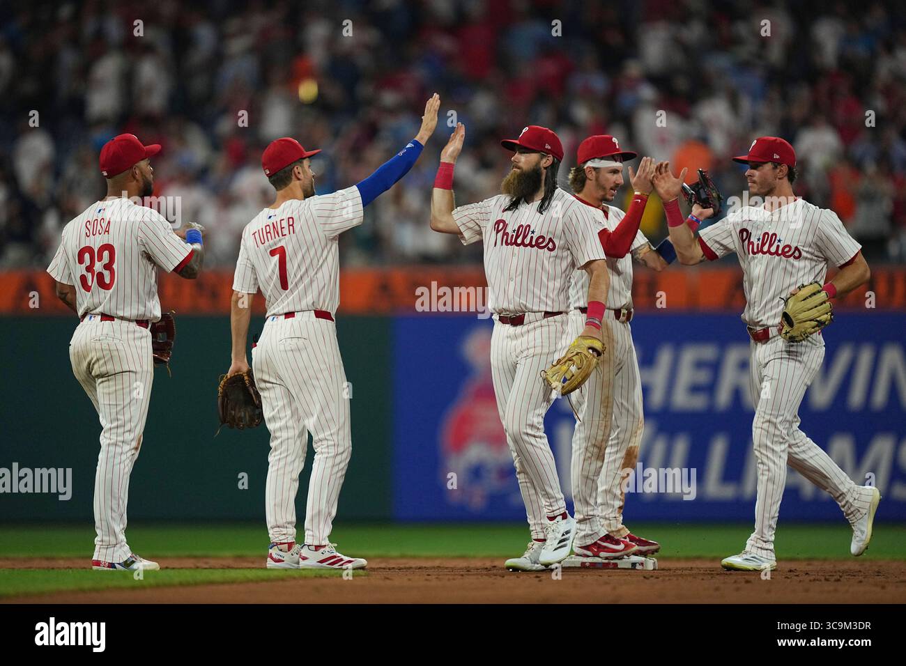 Philadelphia Phillies' Edmundo Sosa, Trea Turner, Brandon Marsh, Bryson ...