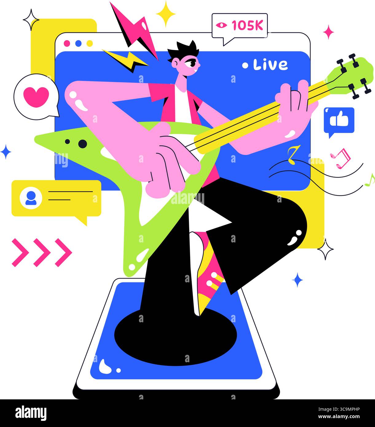 Virtual Concert Illustration Featuring a Metaverse Concept with People ...