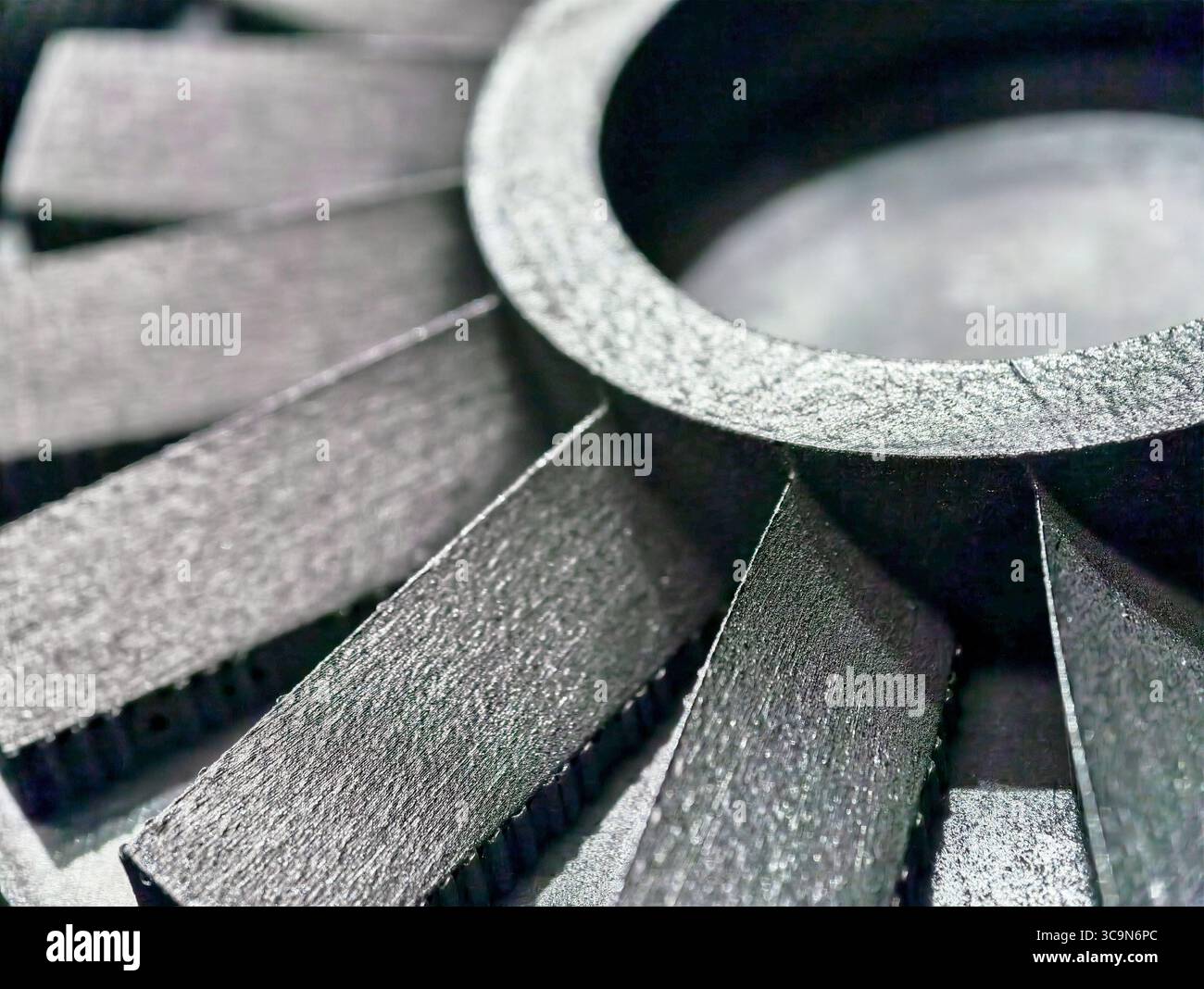 Detail view of innovative metal components produced through additive ...