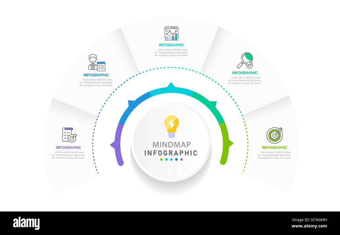 Infographic template for business. 5 Steps Modern Mindmap diagram with ...