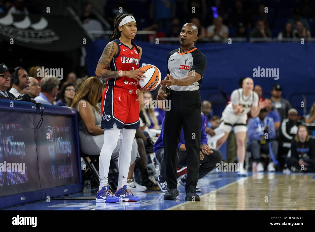 Chicago, USA, August 5, 2025: Referee hands the ball to Sug Sutton (1 ...