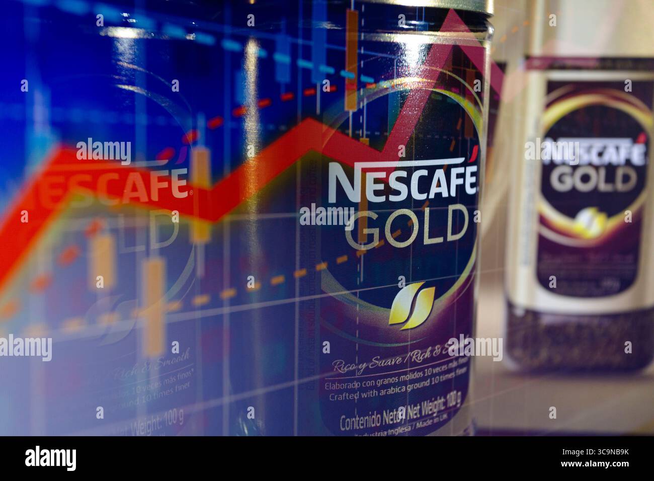 February 16, 2023, Asuncion, Paraguay: A view of glass jars of Nescafe ...
