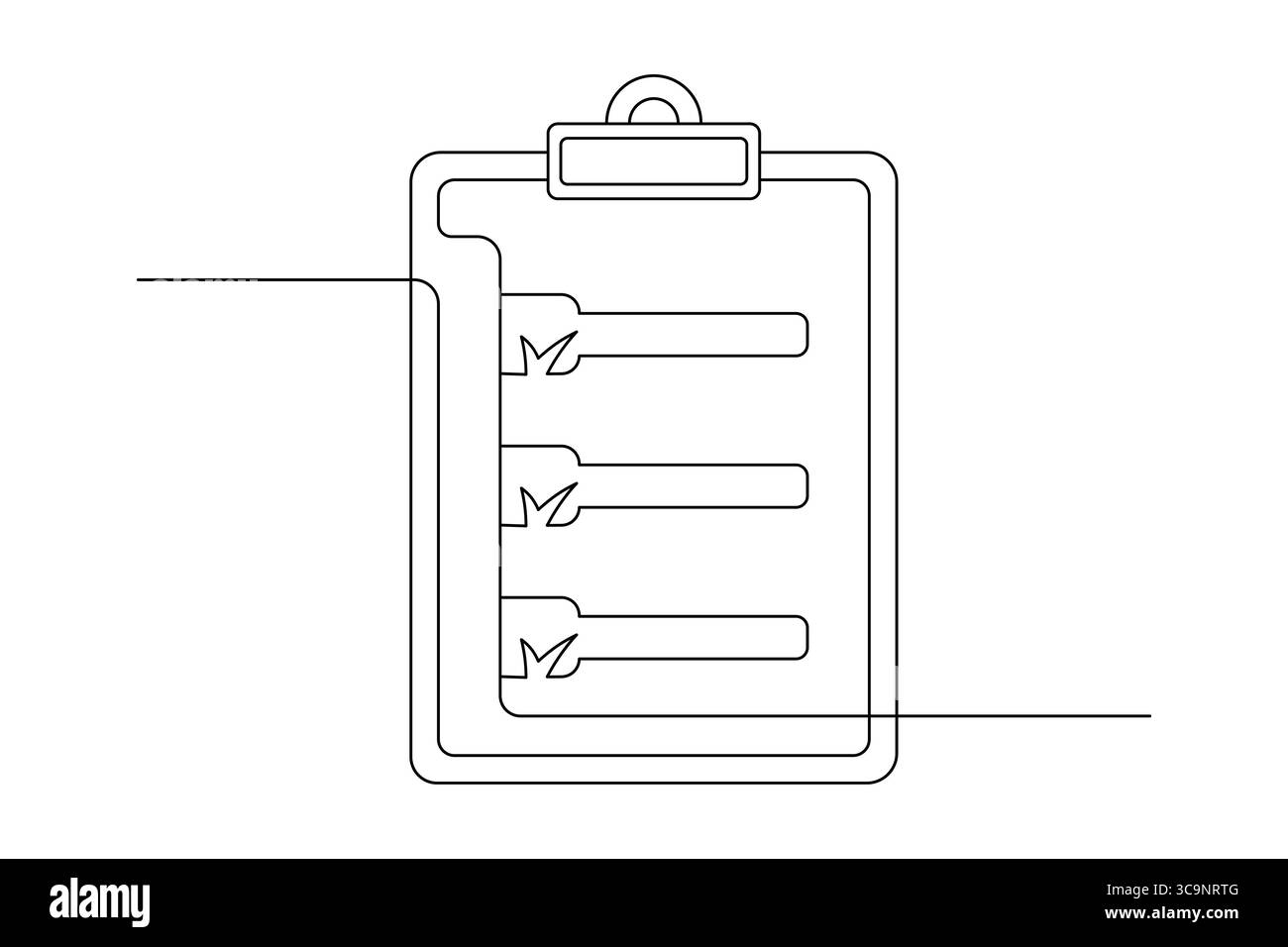 Clipboard with checklist Continuous single Line art Drawing Symbol of ...