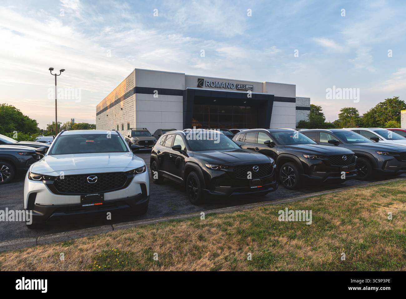 Dewitt, NY - Jul 30, 3035: Wide view of Romano Auto Dealerships with ...