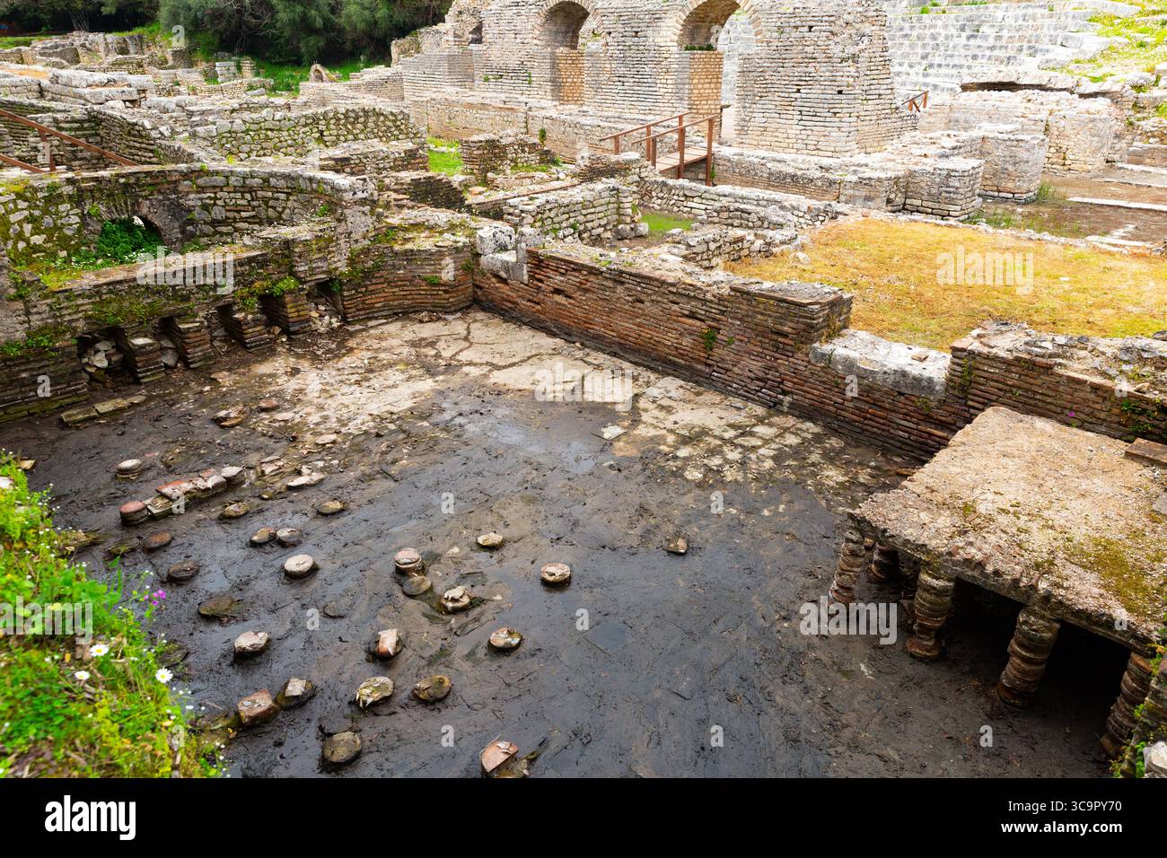 Remained architectural elements of Roman Baths in Butrint, Albania ...