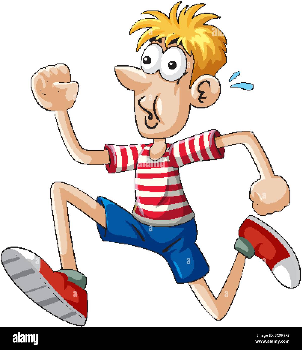 A colorful vector illustration of a cartoon character energetically ...