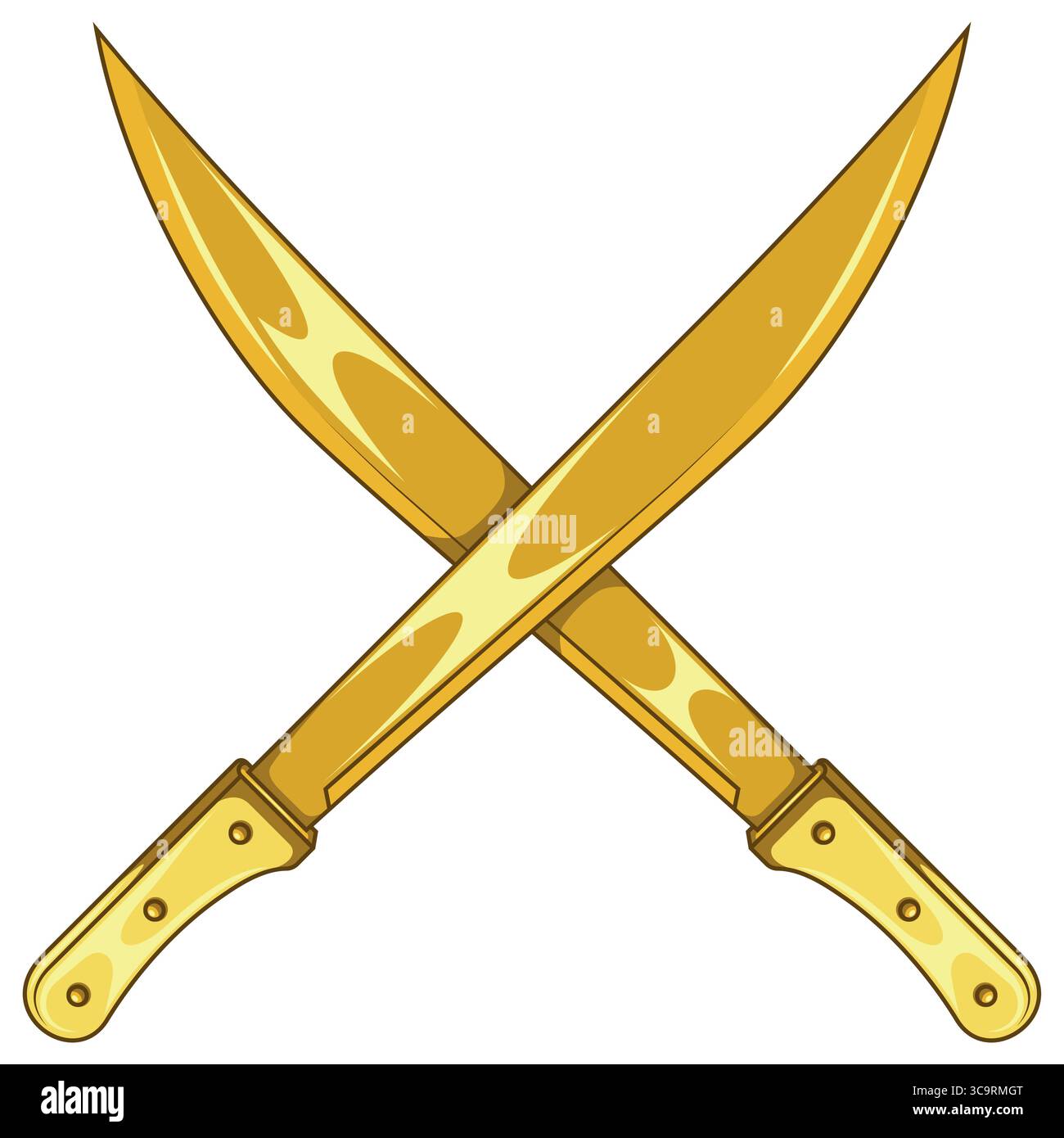 White weapon with metal blade, machetes for agricultural work, crossed ...