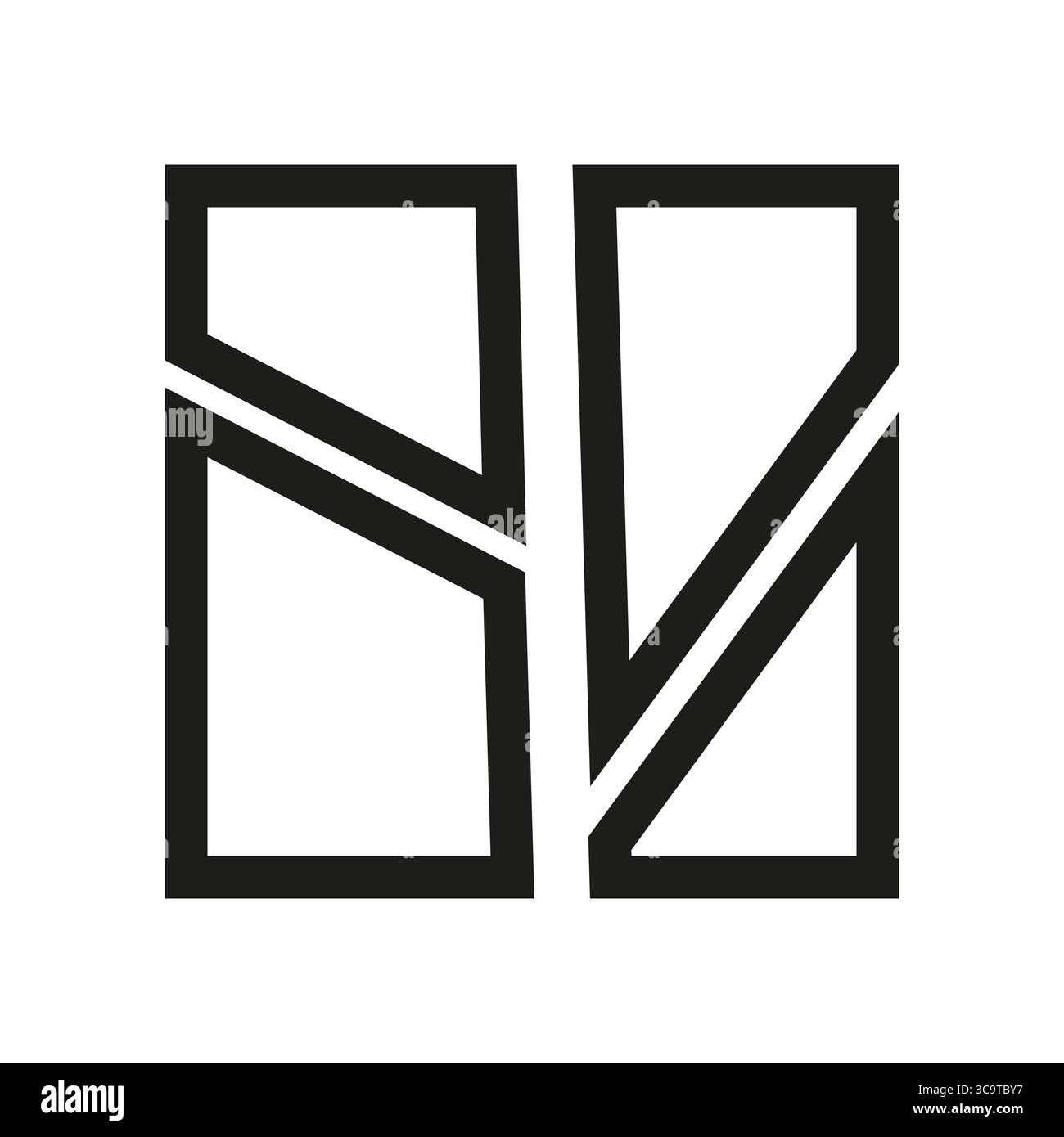 Logo icon. Abstract black lines. Geometric split shape. Vector modern ...