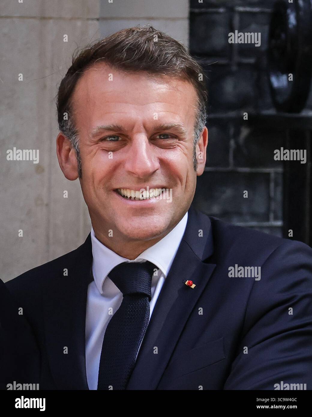 Emmanuel Macron, President of France, smiles as he looks at the camera ...