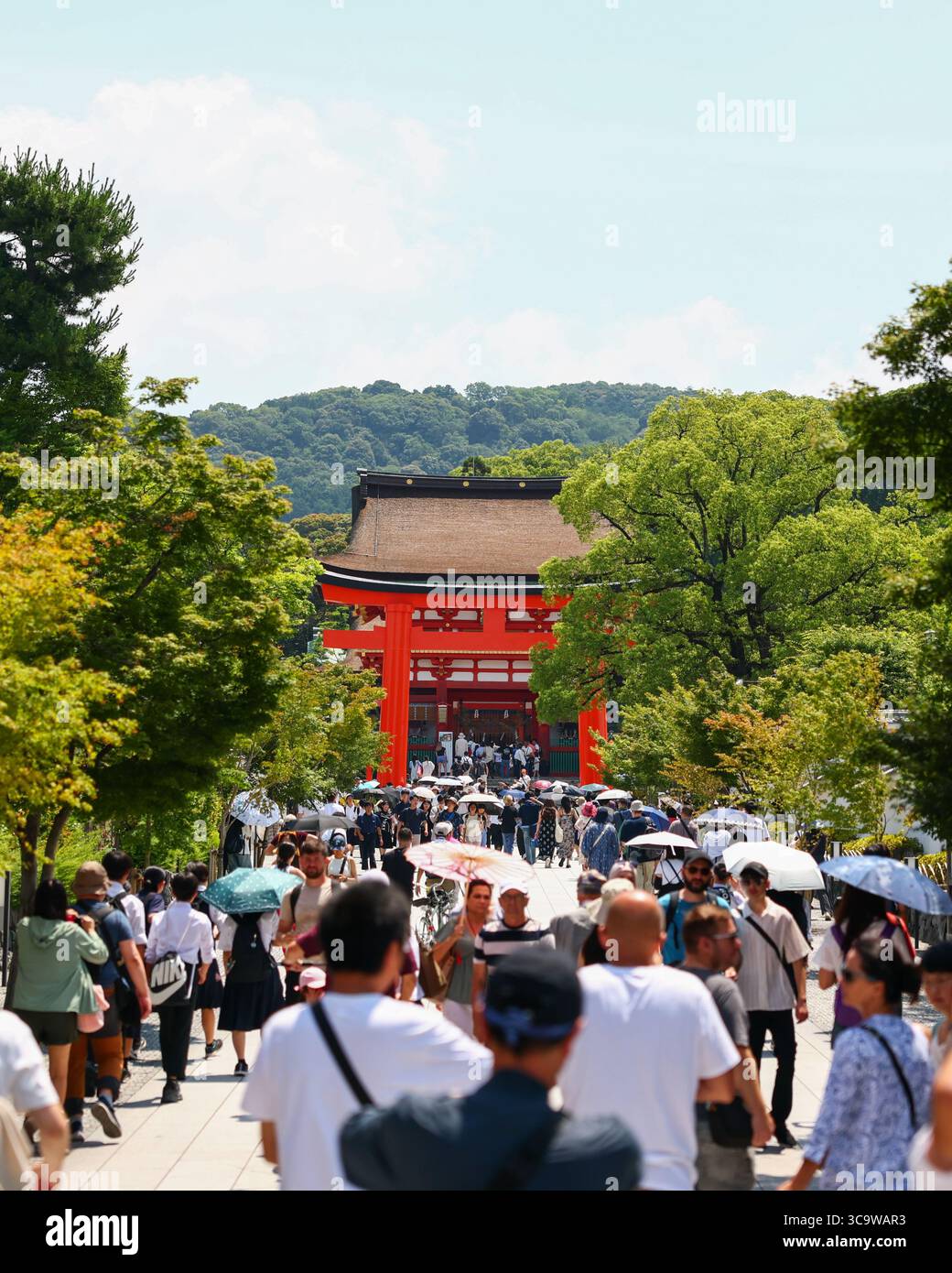 Crowds Walking Through the Torii Gate Path at Fushimi Inari Shrine ...
