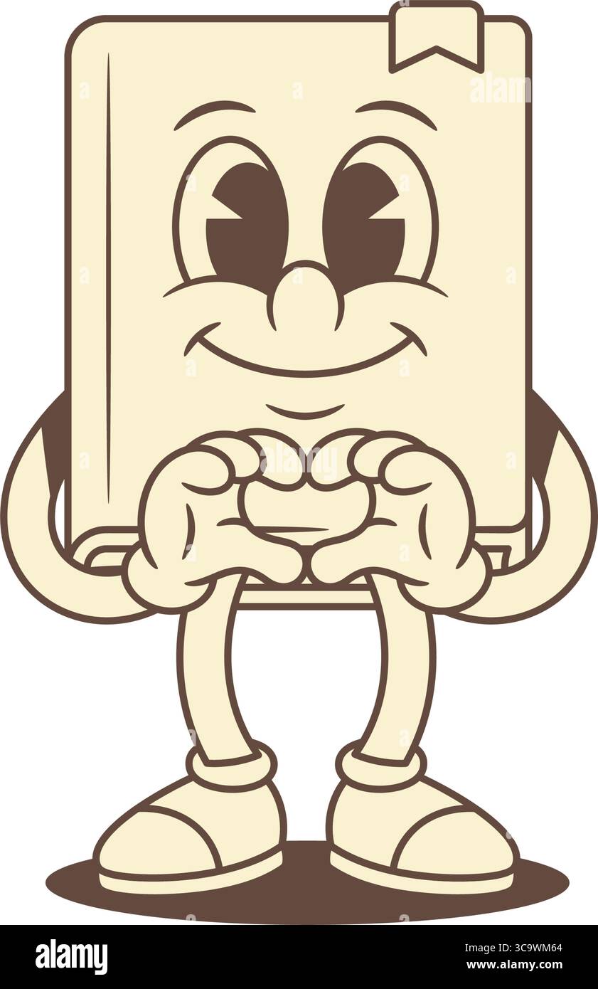 Smiling comic childish book cartoon character showing heart vector ...