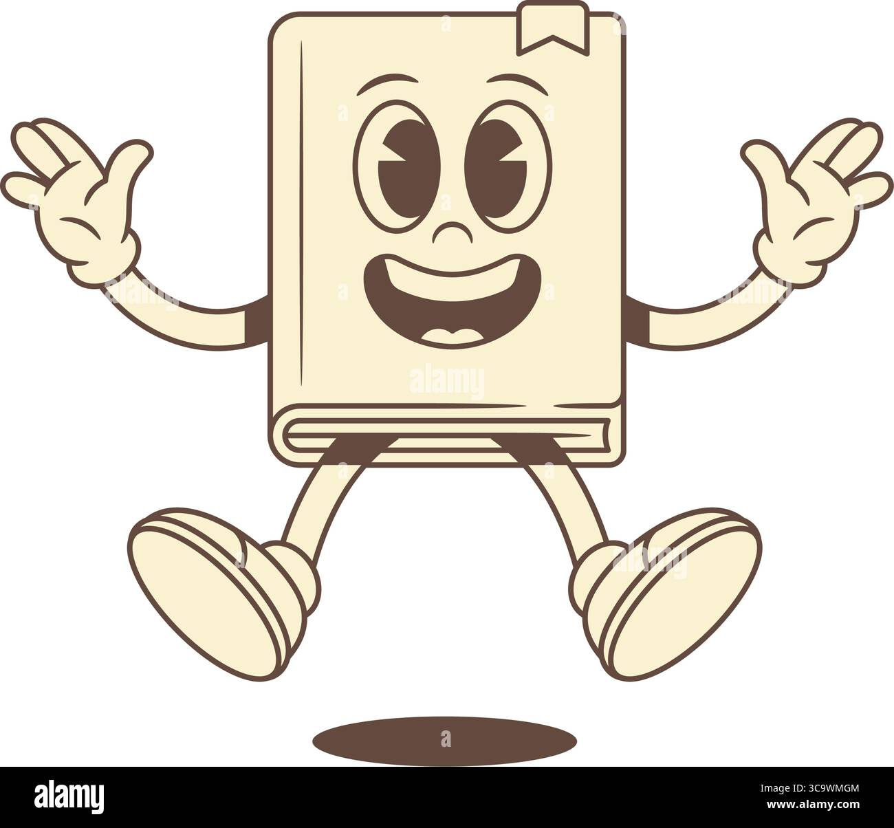 Overjoyed childish book cartoon character jumping vector illustration ...